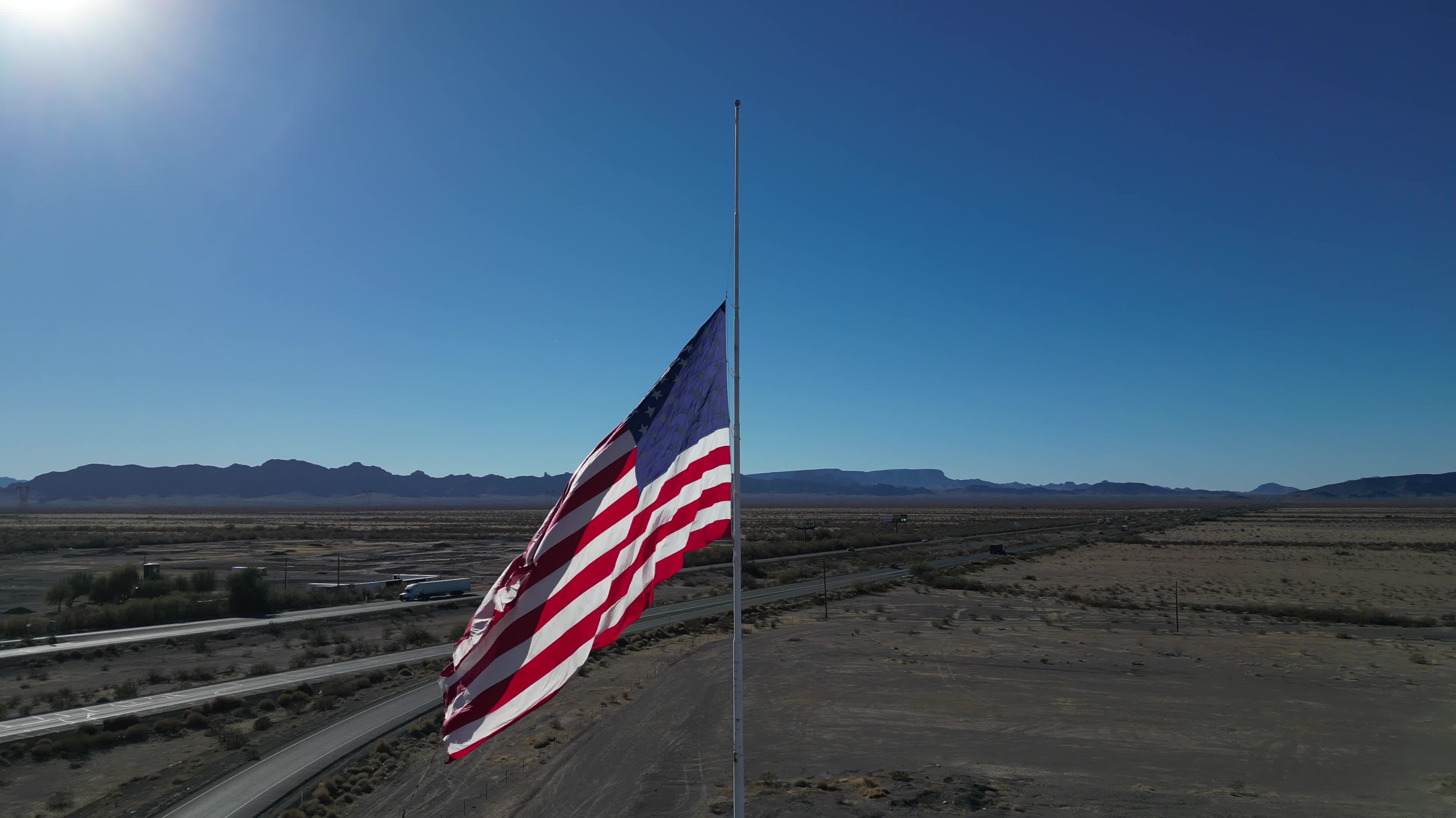 Majestic American Flag Waving in Desert Landscape Free Stock Video ...
