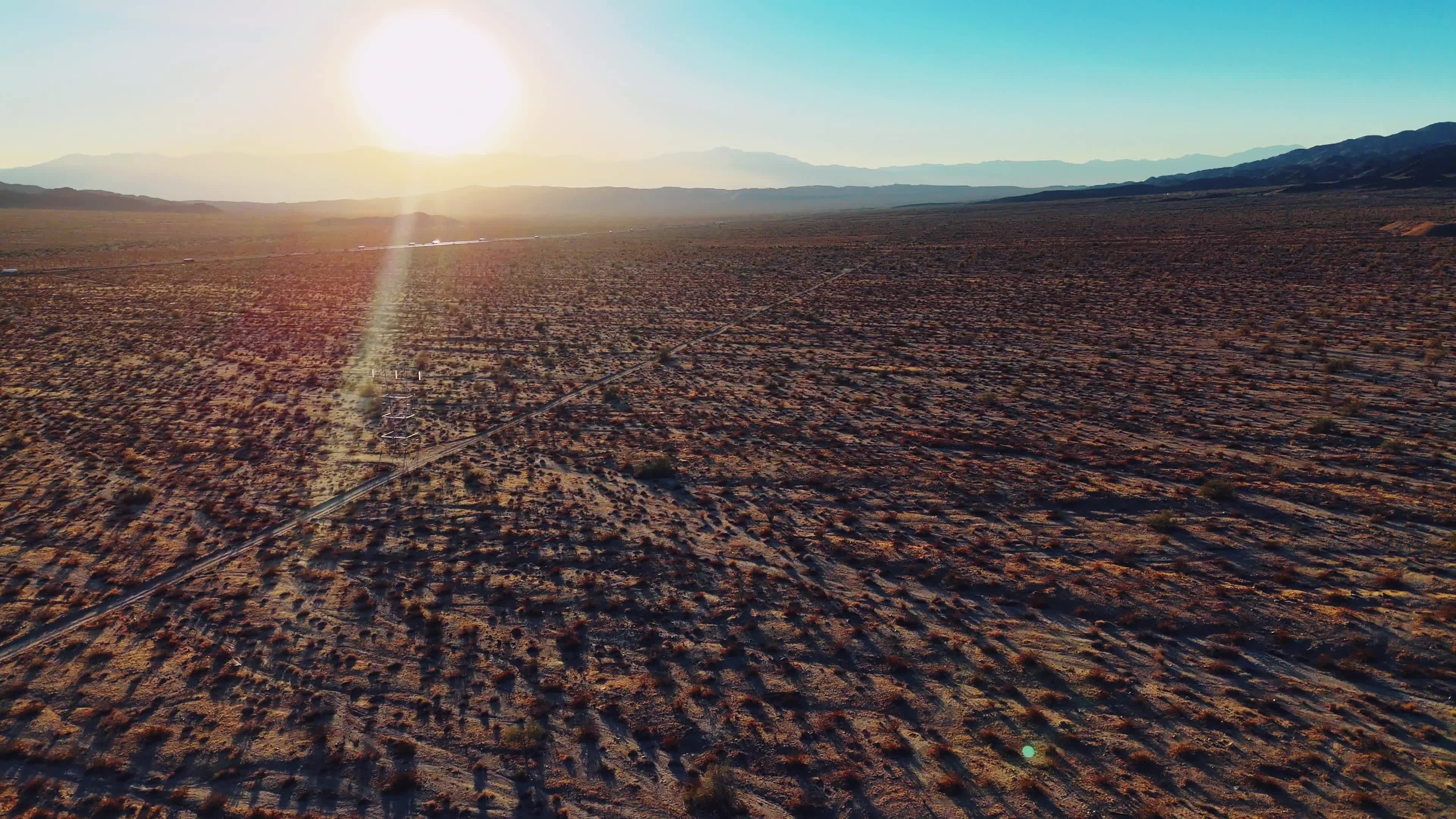 Scenic Aerial View of Desert Landscape at Sunrise Free Stock Video ...