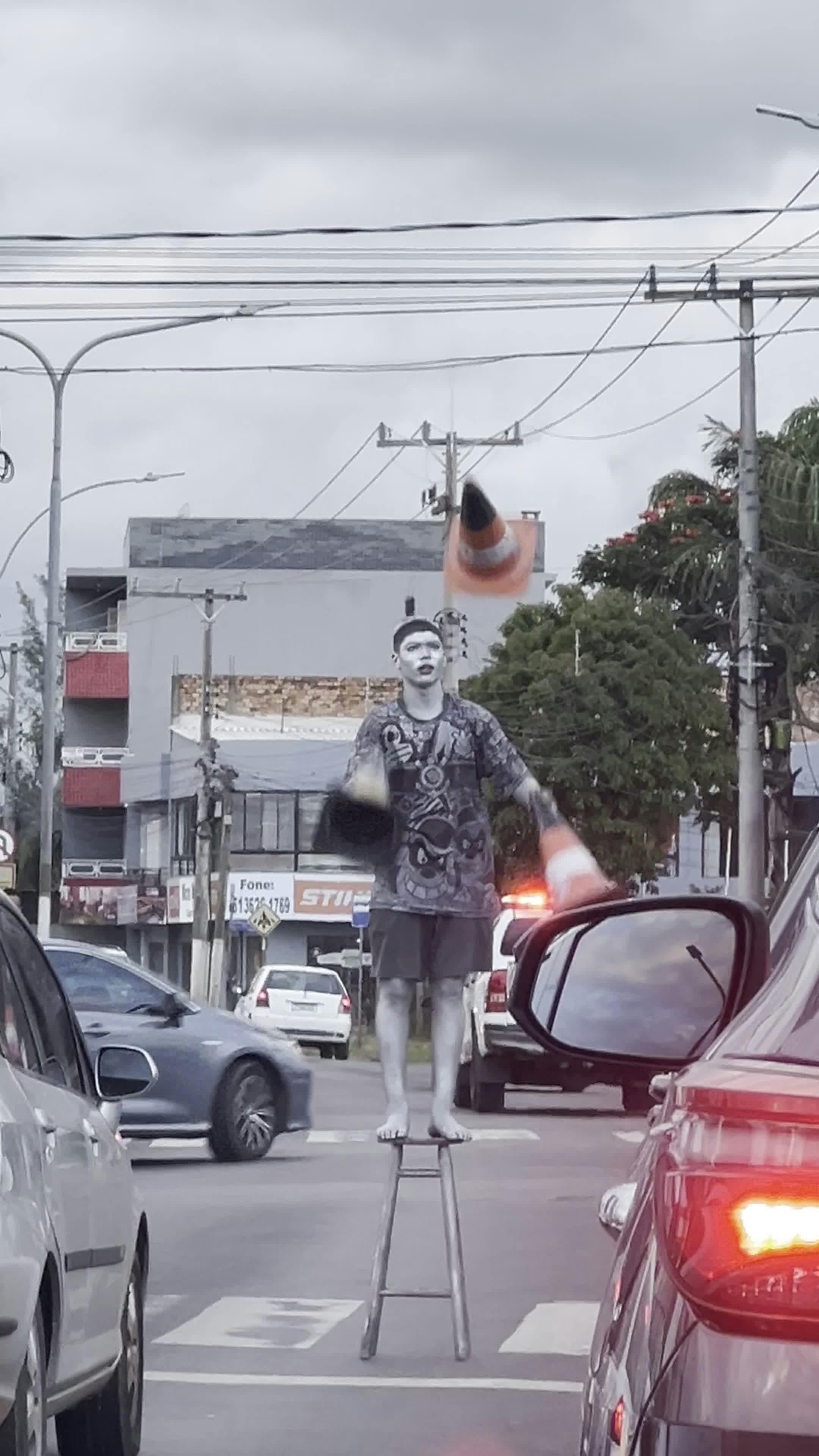 Street Performer Juggling on Tall Ladder Free Stock Video Footage ...