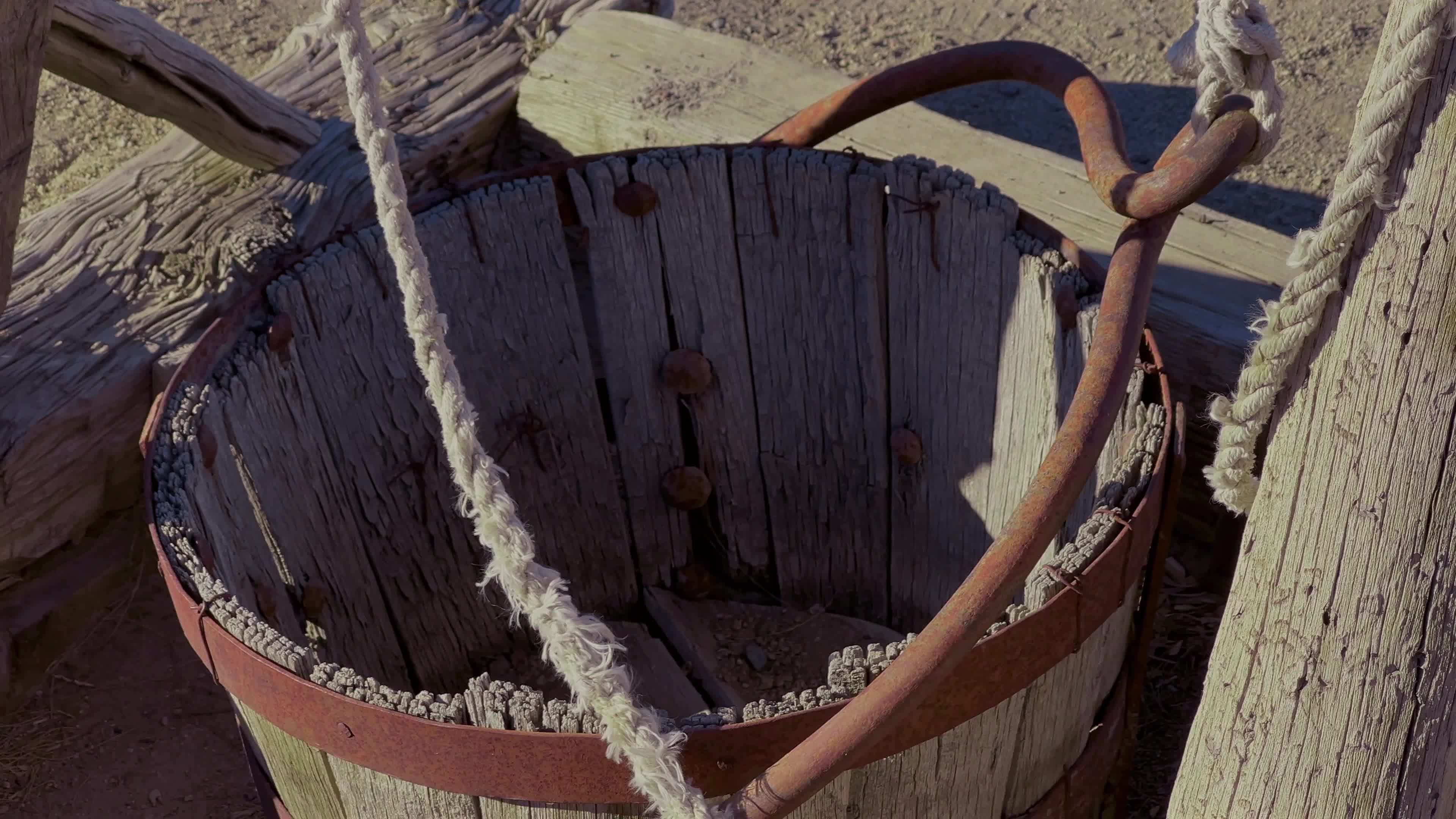 Rustic Vintage Well Bucket in Desert Setting Free Stock Video Footage ...