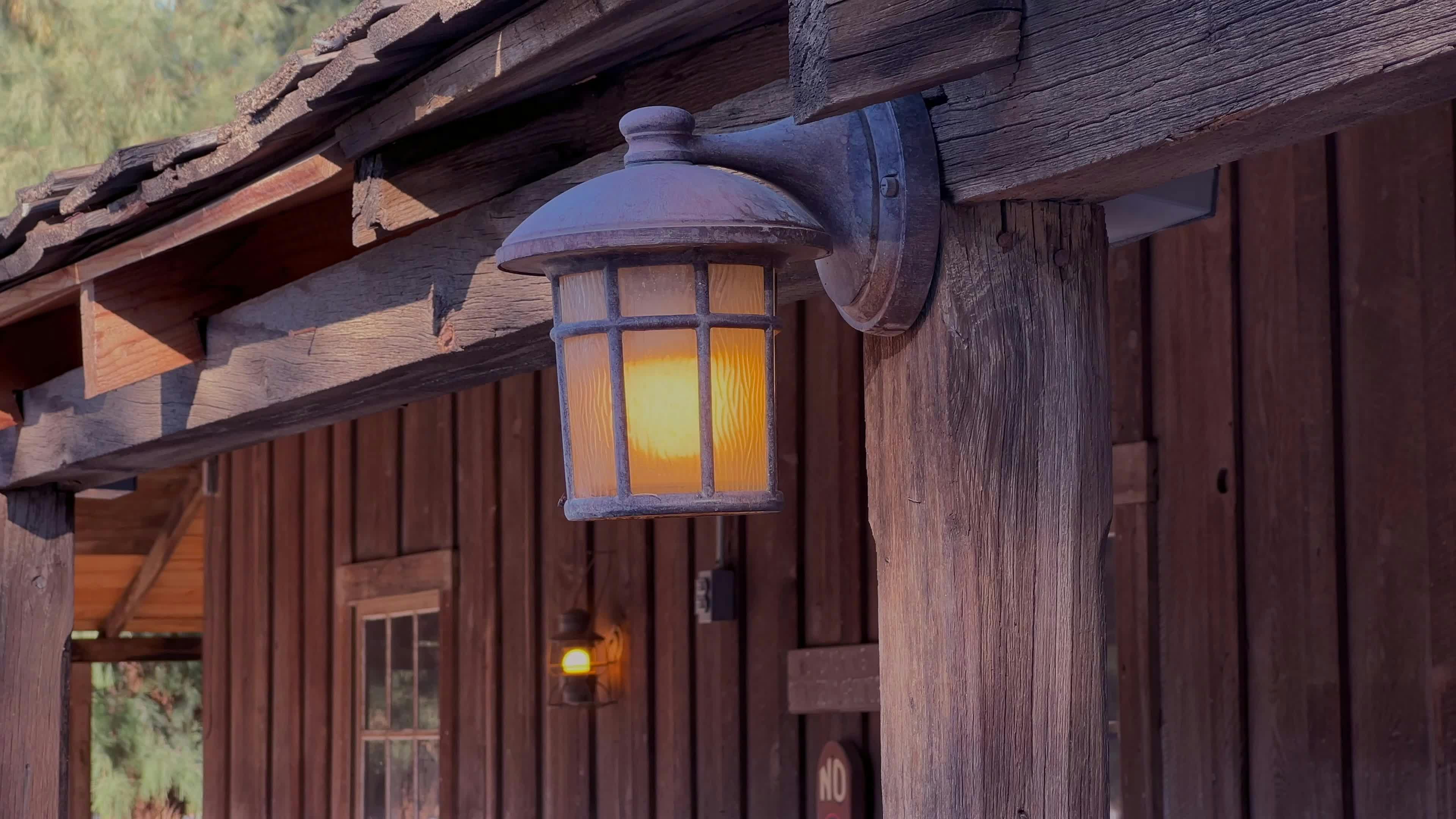 Vintage Cabin Porch Light at Sunset Free Stock Video Footage, Royalty ...
