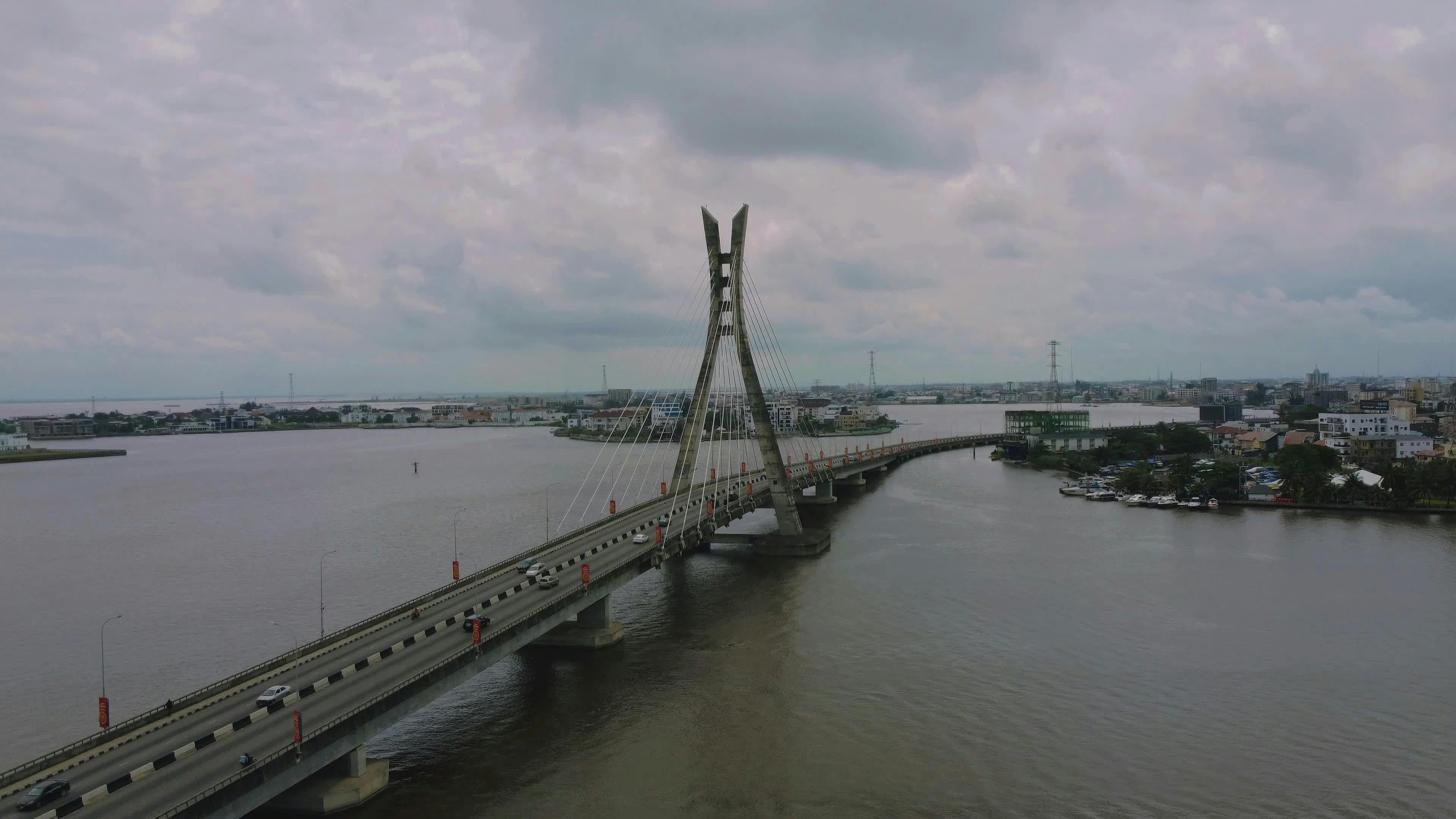 Aerial View of Iconic Lagos Bridge at Day Free Stock Video Footage ...