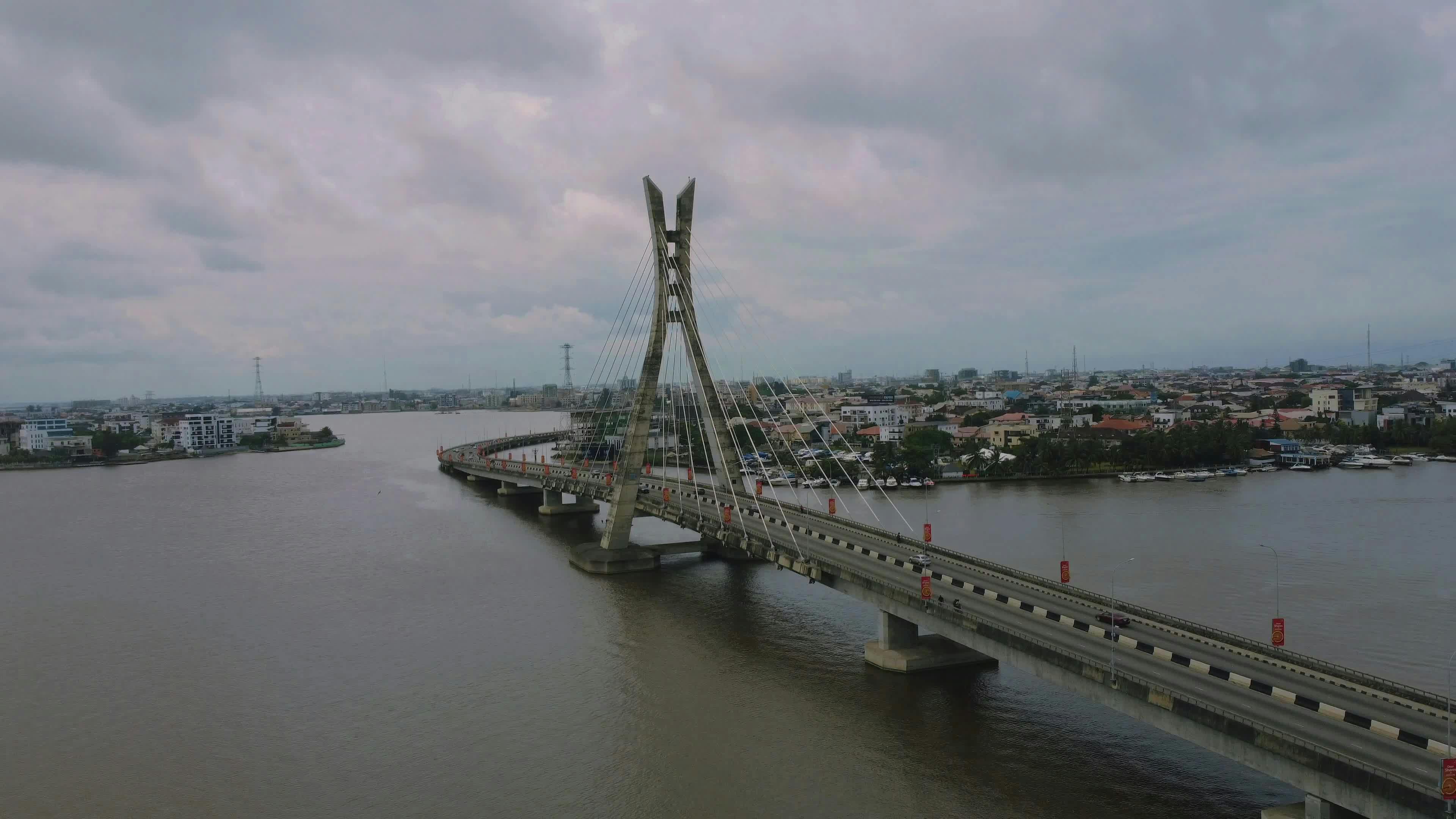 Aerial View of Lekki-Ikoyi Bridge in Lagos Free Stock Video Footage ...