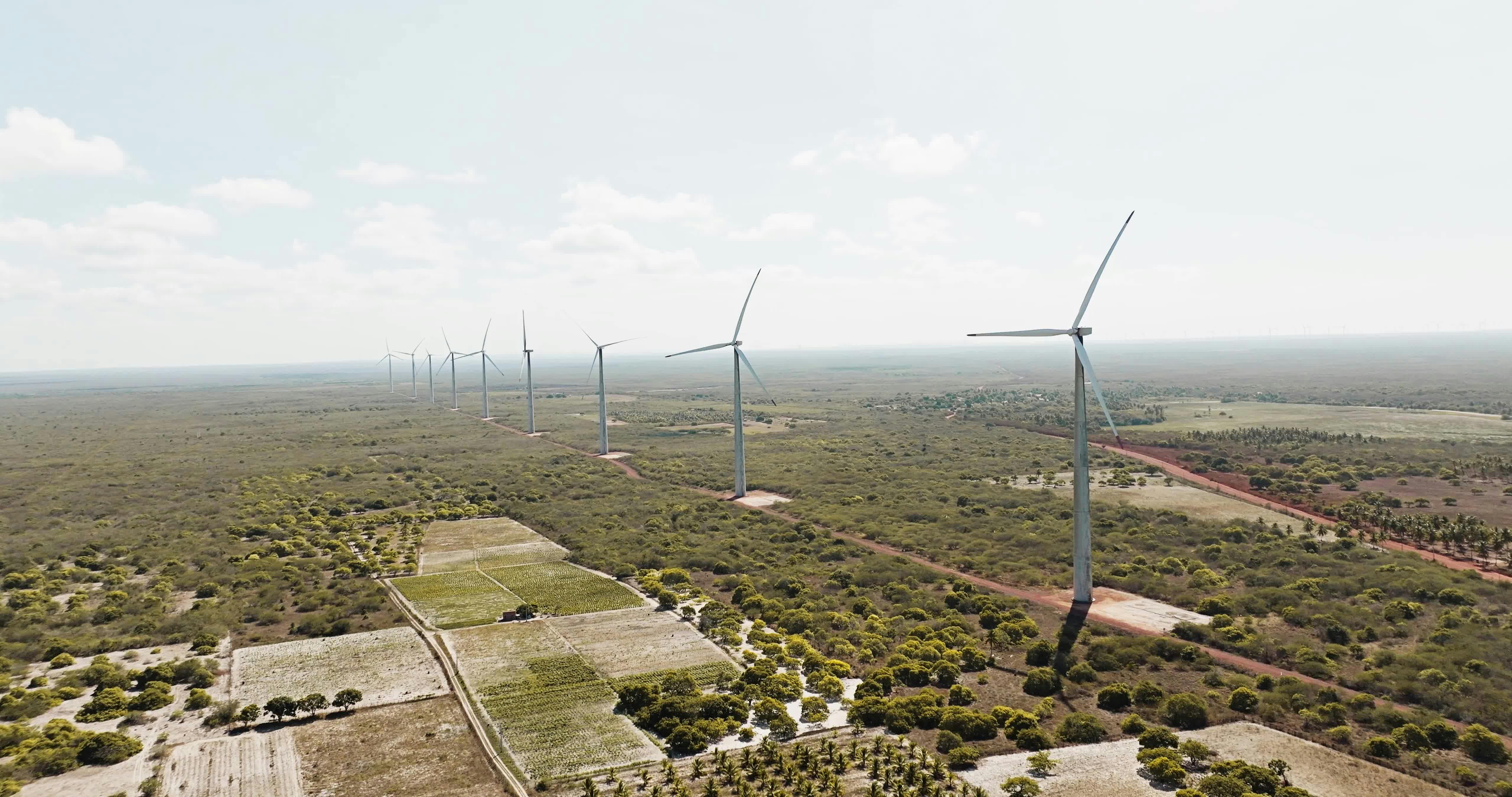 Aerial View of a Vast Wind Farm Landscape Free Stock Video Footage ...