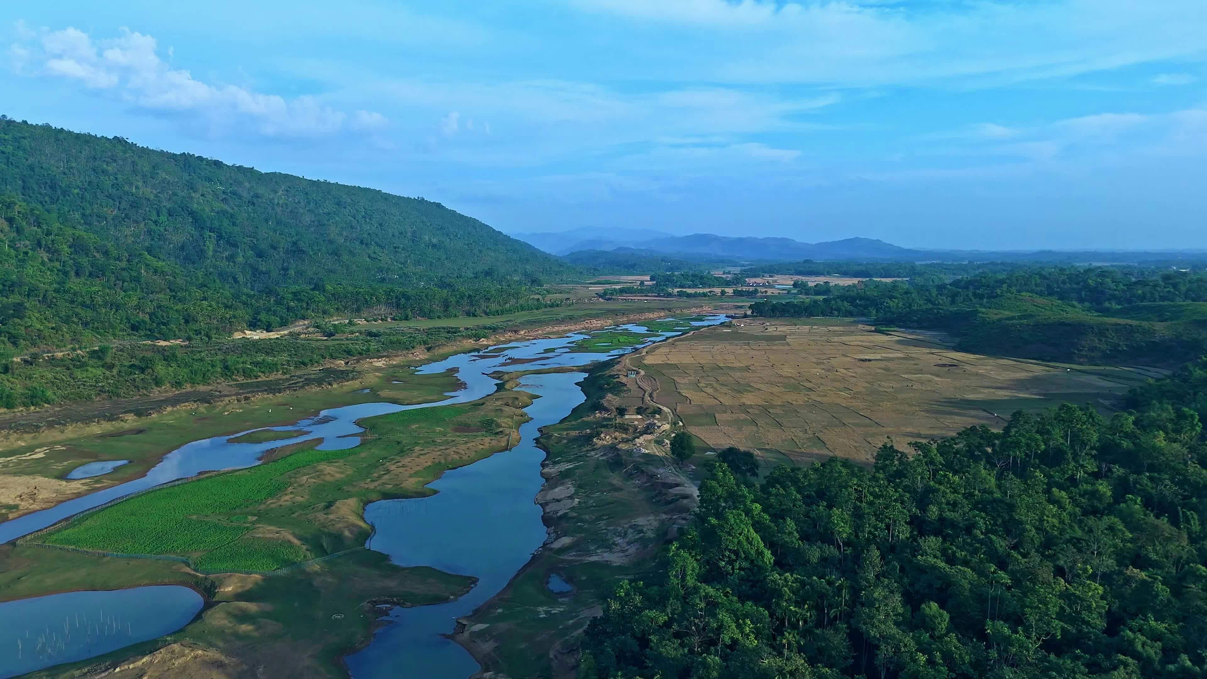 Scenic Aerial View of Mountainous River Landscape Free Stock Video ...
