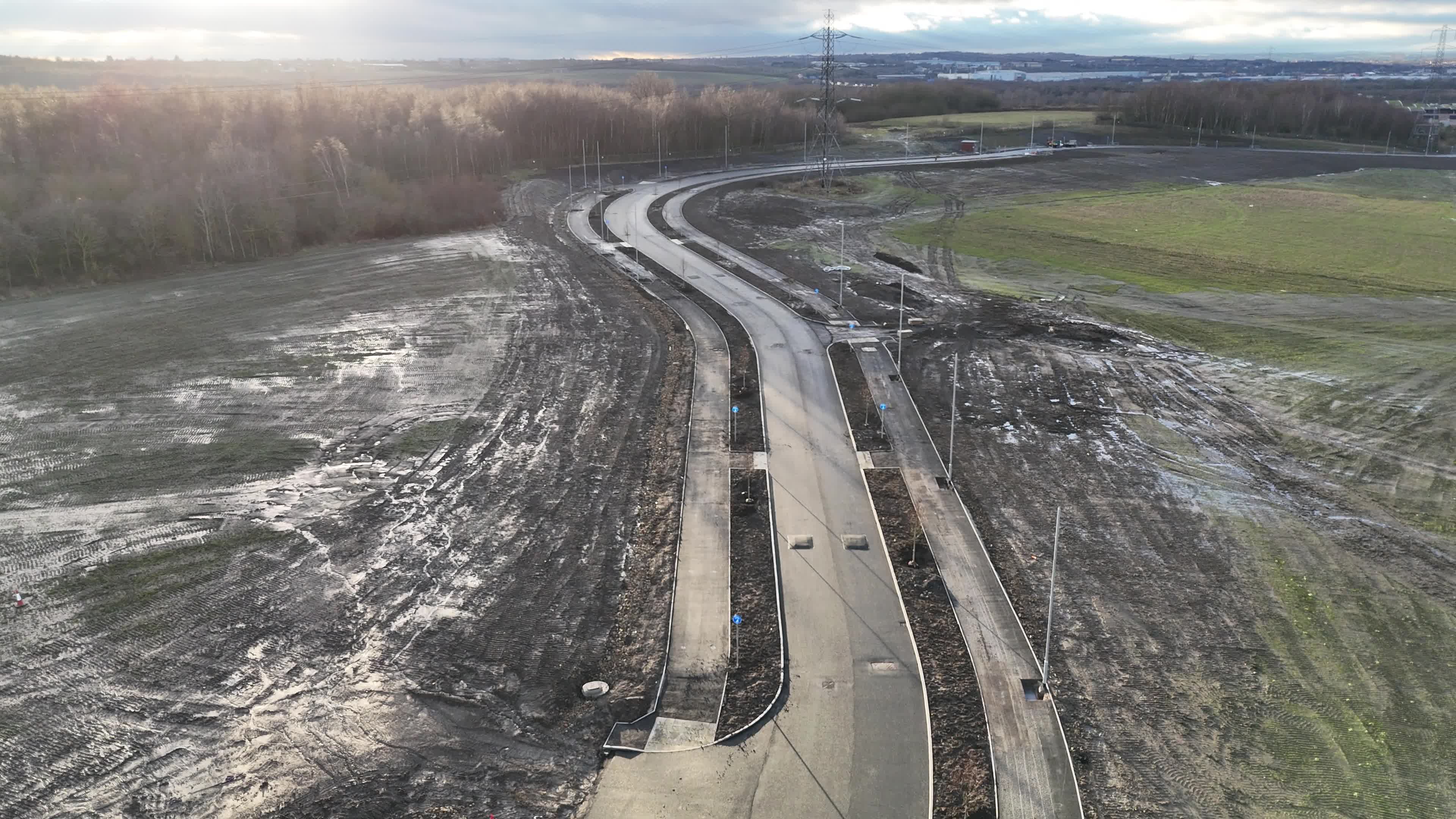 Aerial View of Newly Paved Road in Winter Landscape Free Stock Video ...
