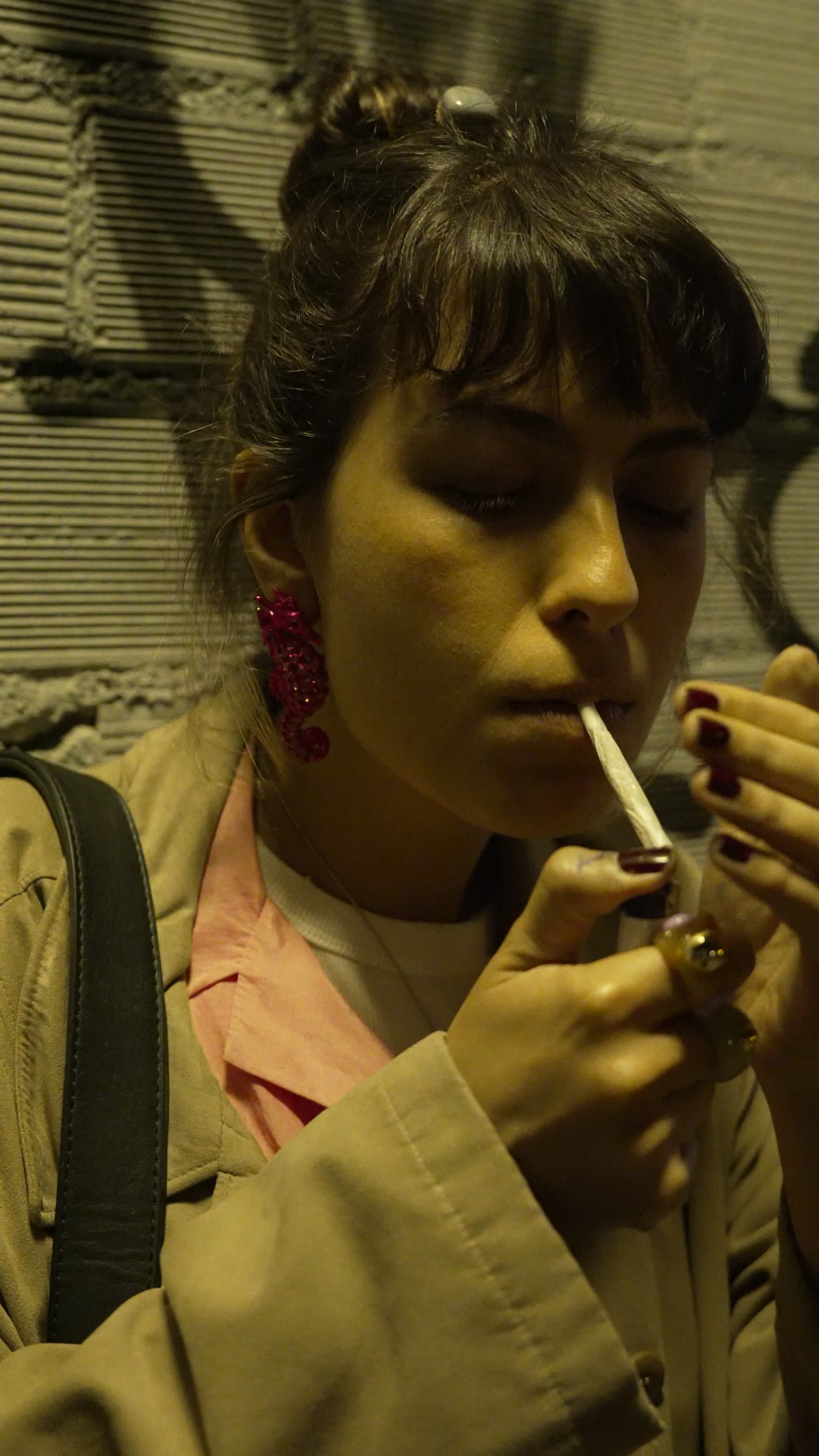Nighttime Smoking Scene with Young Woman Free Stock Video Footage ...