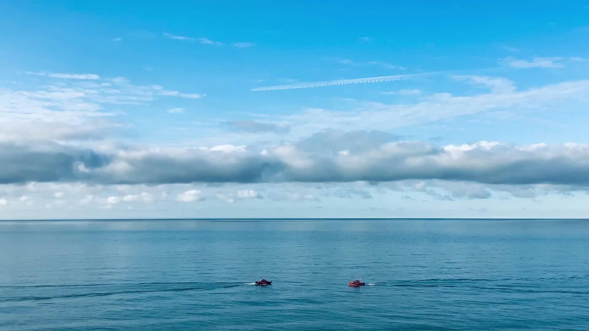 Calm Ocean View with Scattered Clouds Free Stock Video Footage, Royalty ...