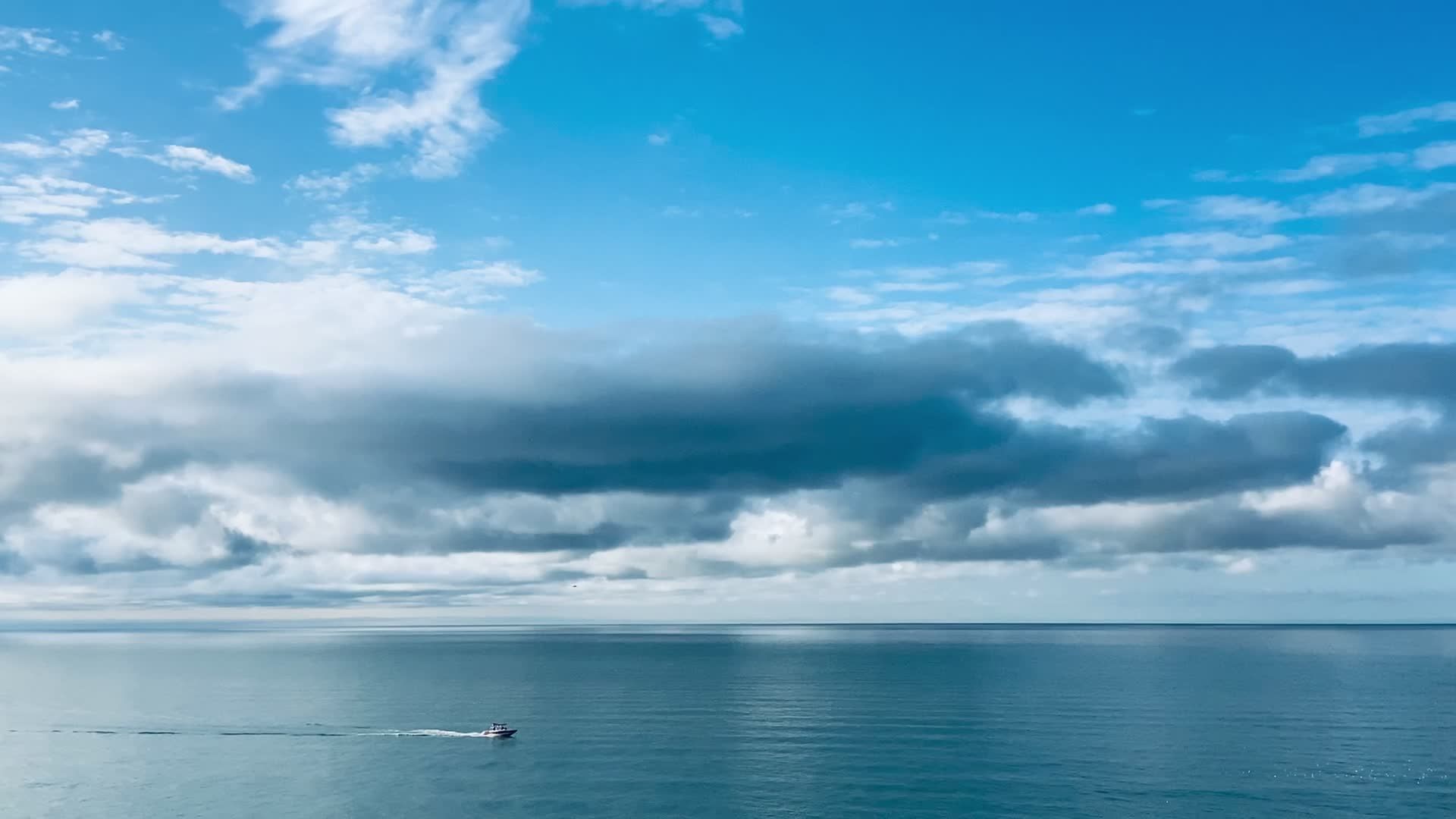 Scenic Aerial View of Boat on Open Sea Free Stock Video Footage ...