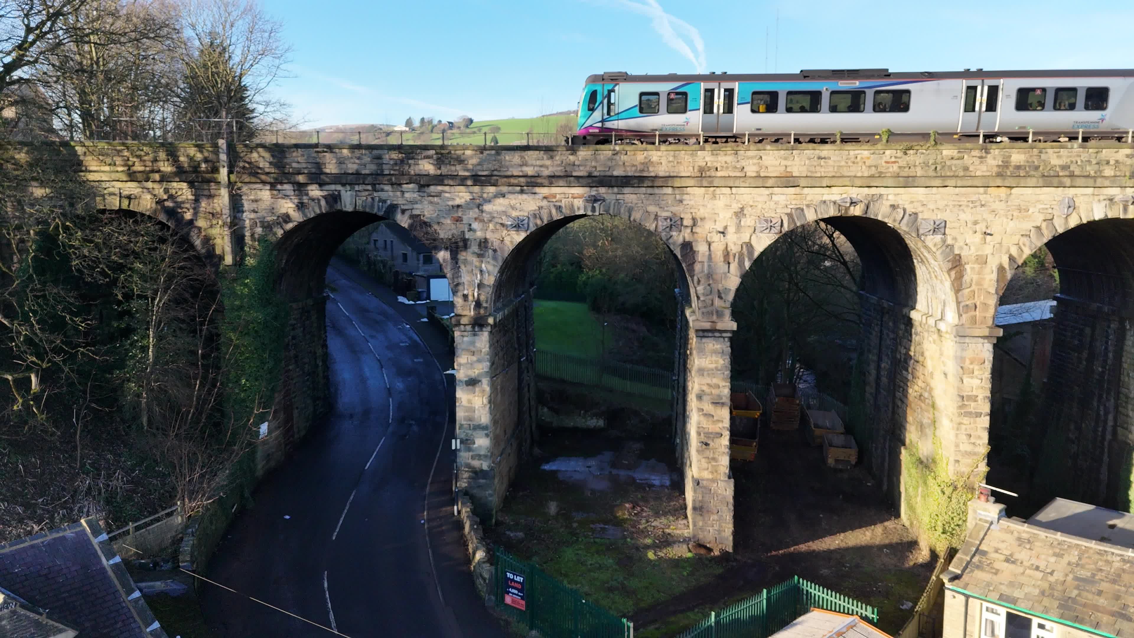 Train Crossing Iconic Stone Viaduct in Countryside Free Stock Video ...