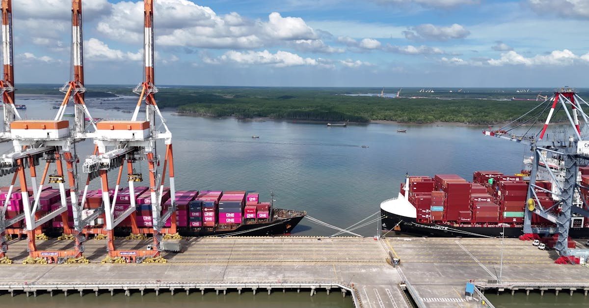 Aerial View of Bustling Container Port Operations Free Stock Video ... Aerial View of Bustling Container Port Operations Free Stock Video ...