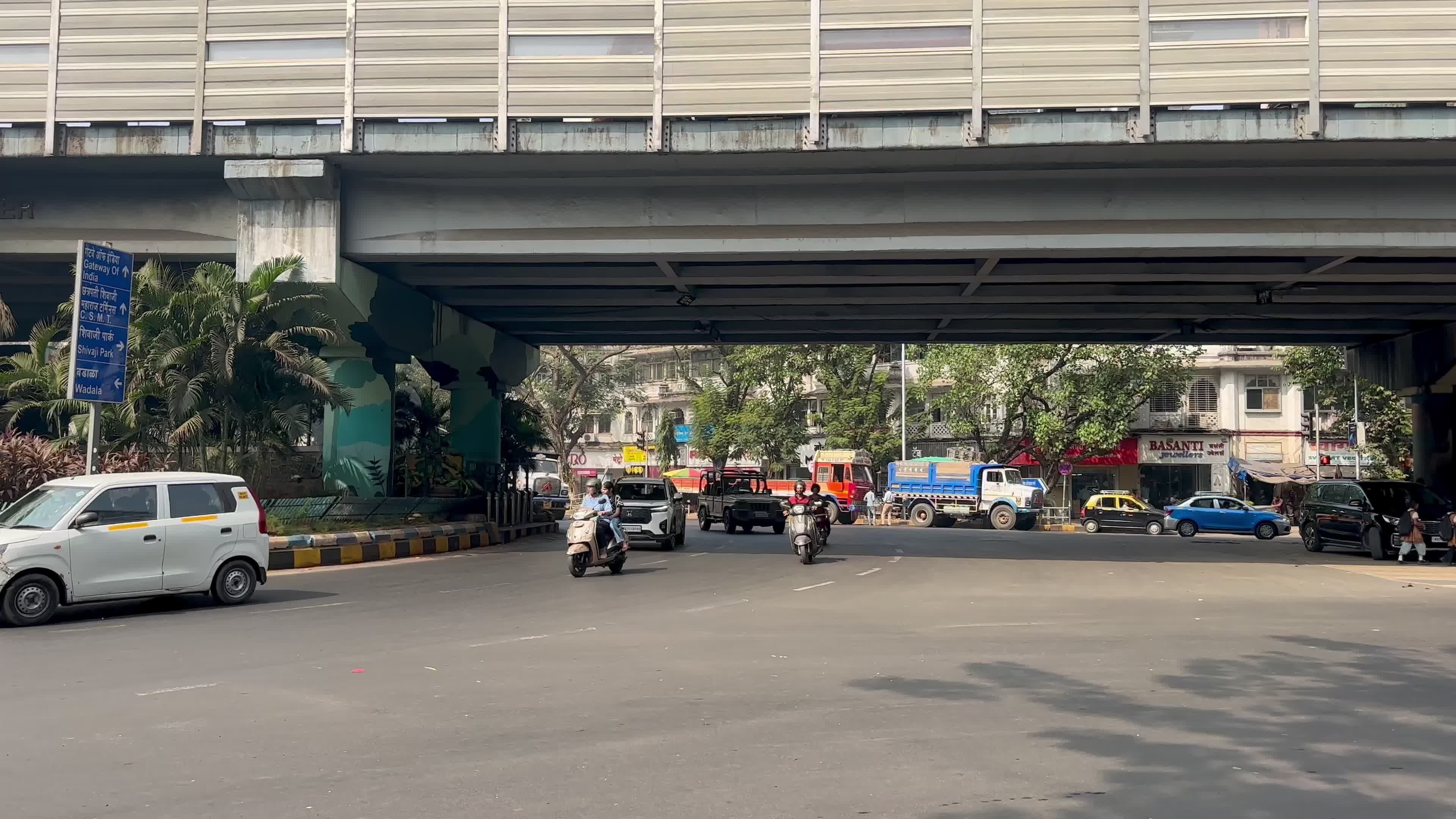 Busy City Intersection Under Flyover Bridge Free Stock Video Footage ...
