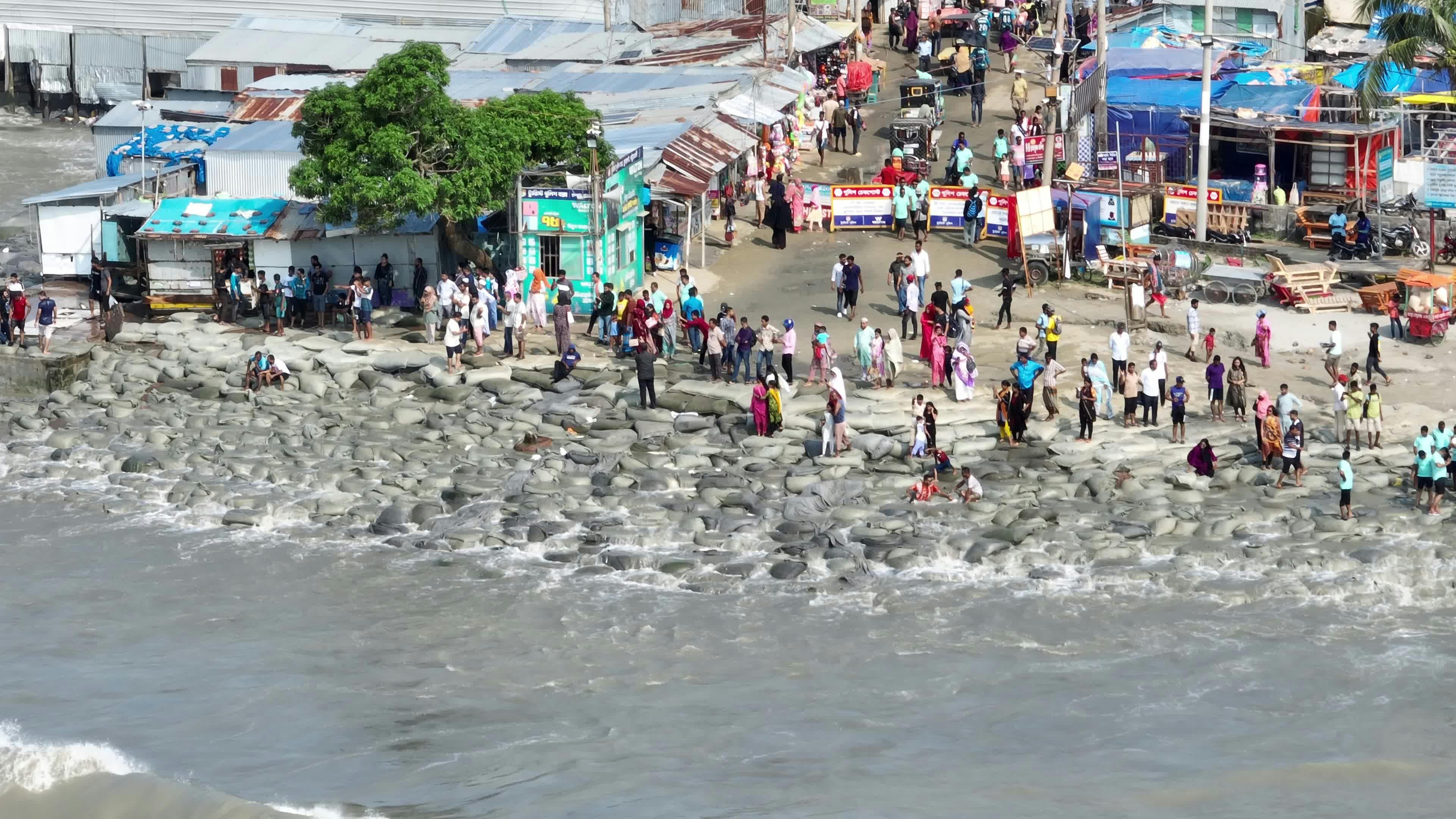 Aerial View of Kuakata Beach with Tourists Free Stock Video Footage ...