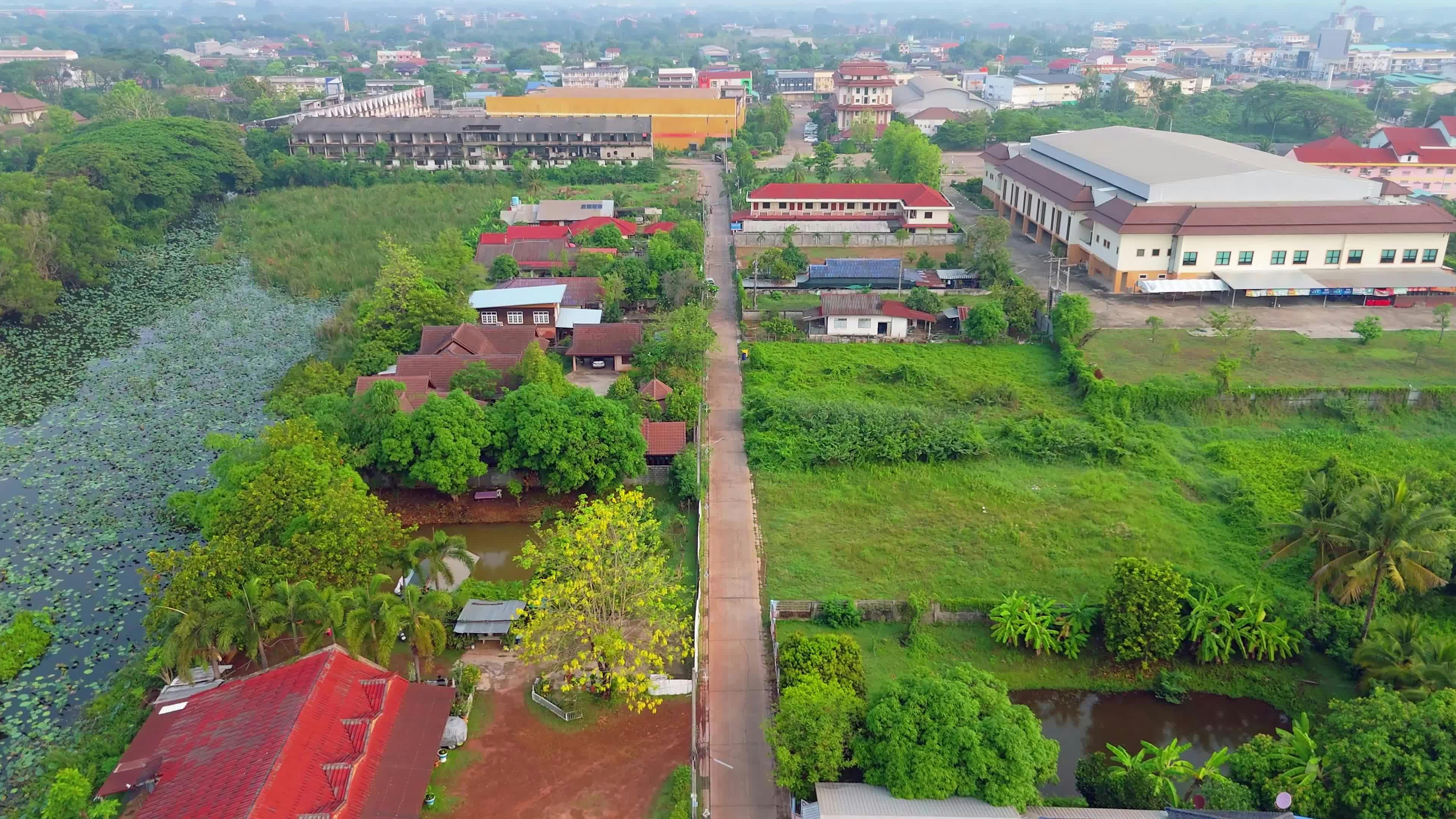 Aerial View of Lush Nong Khai Village in Thailand Free Stock Video ...