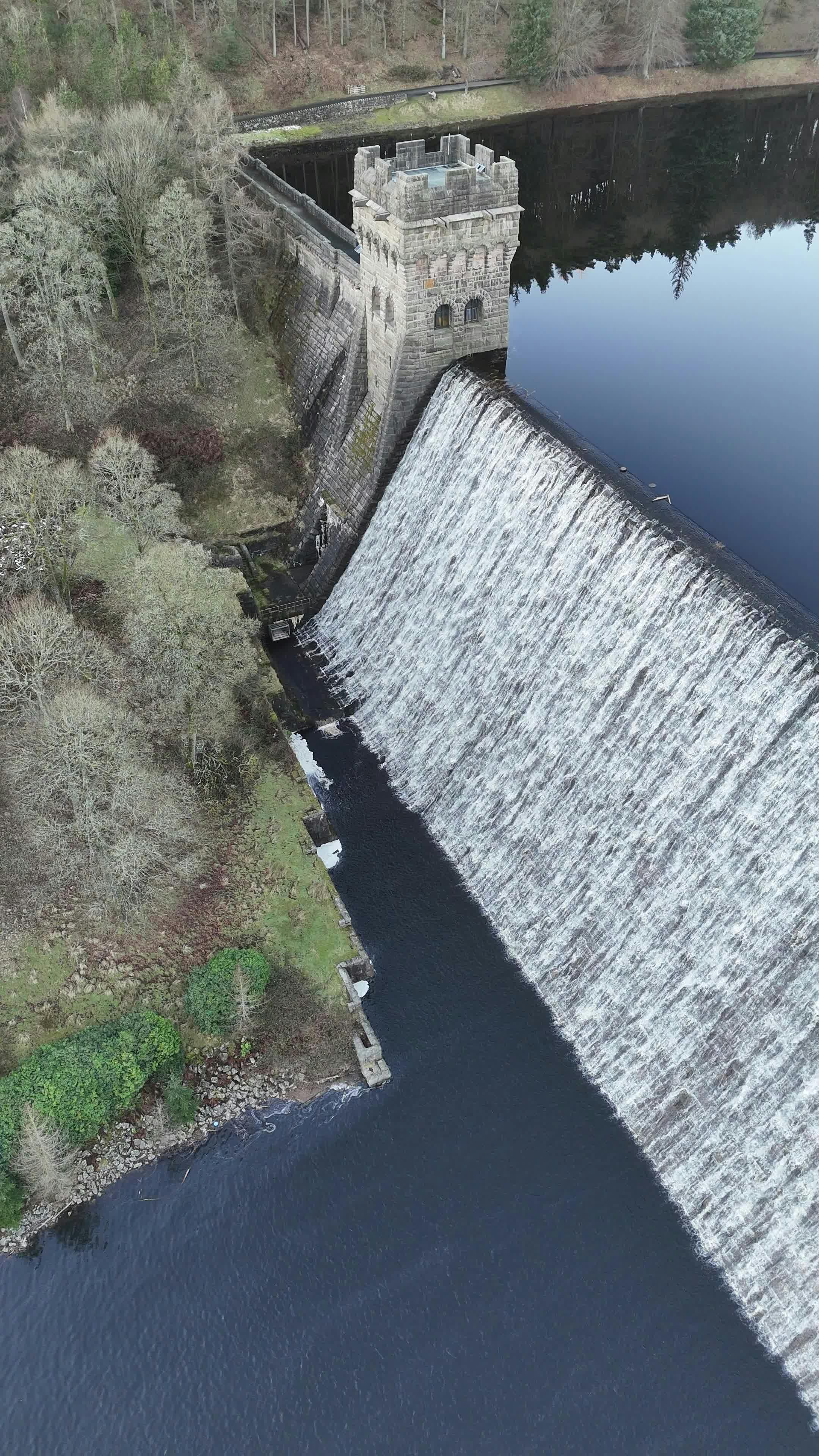 Aerial View of Dam and Waterfall in Nature Free Stock Video Footage ...