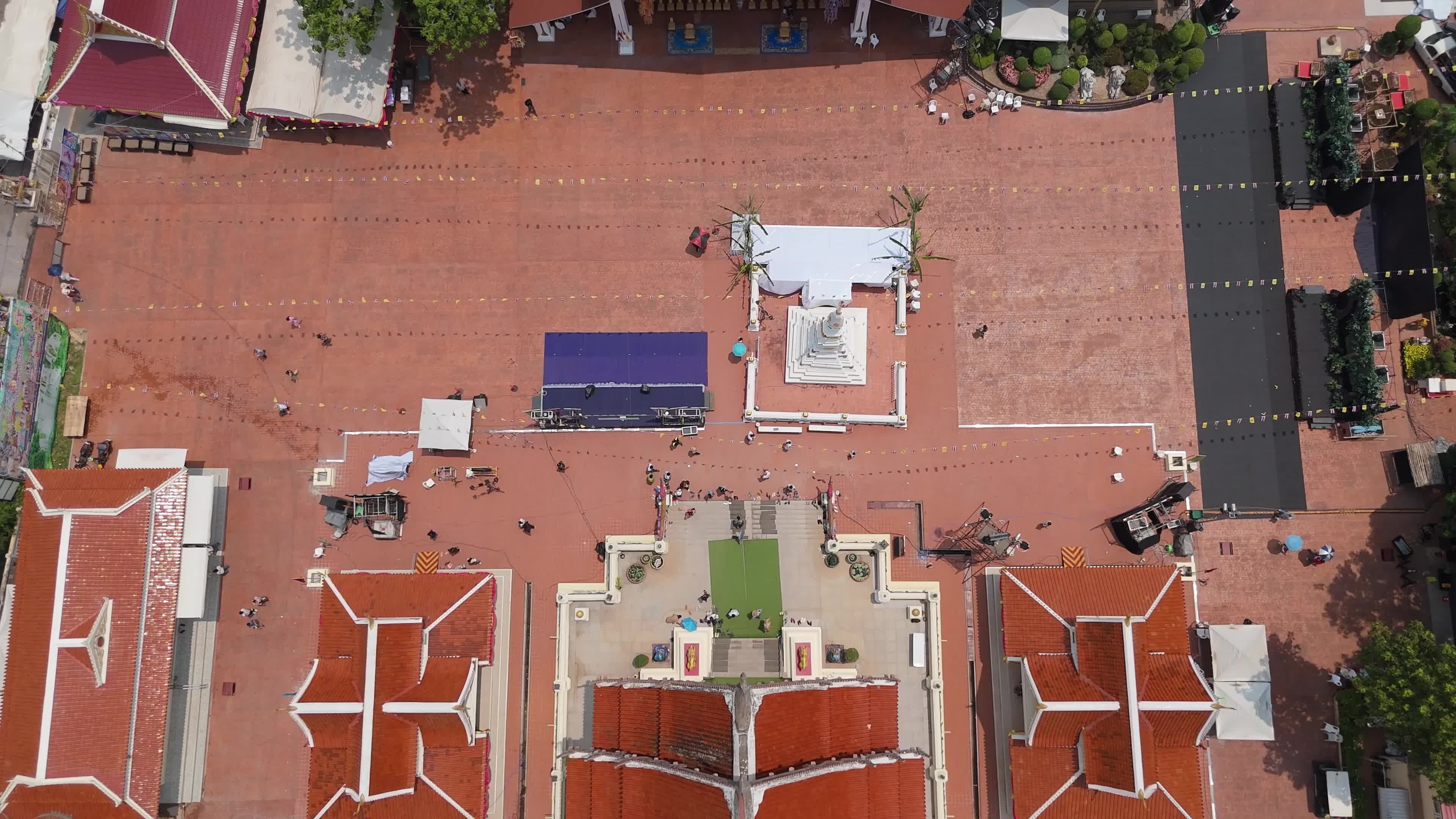 Aerial View of Traditional Thai Temple Courtyard Free Stock Video ...