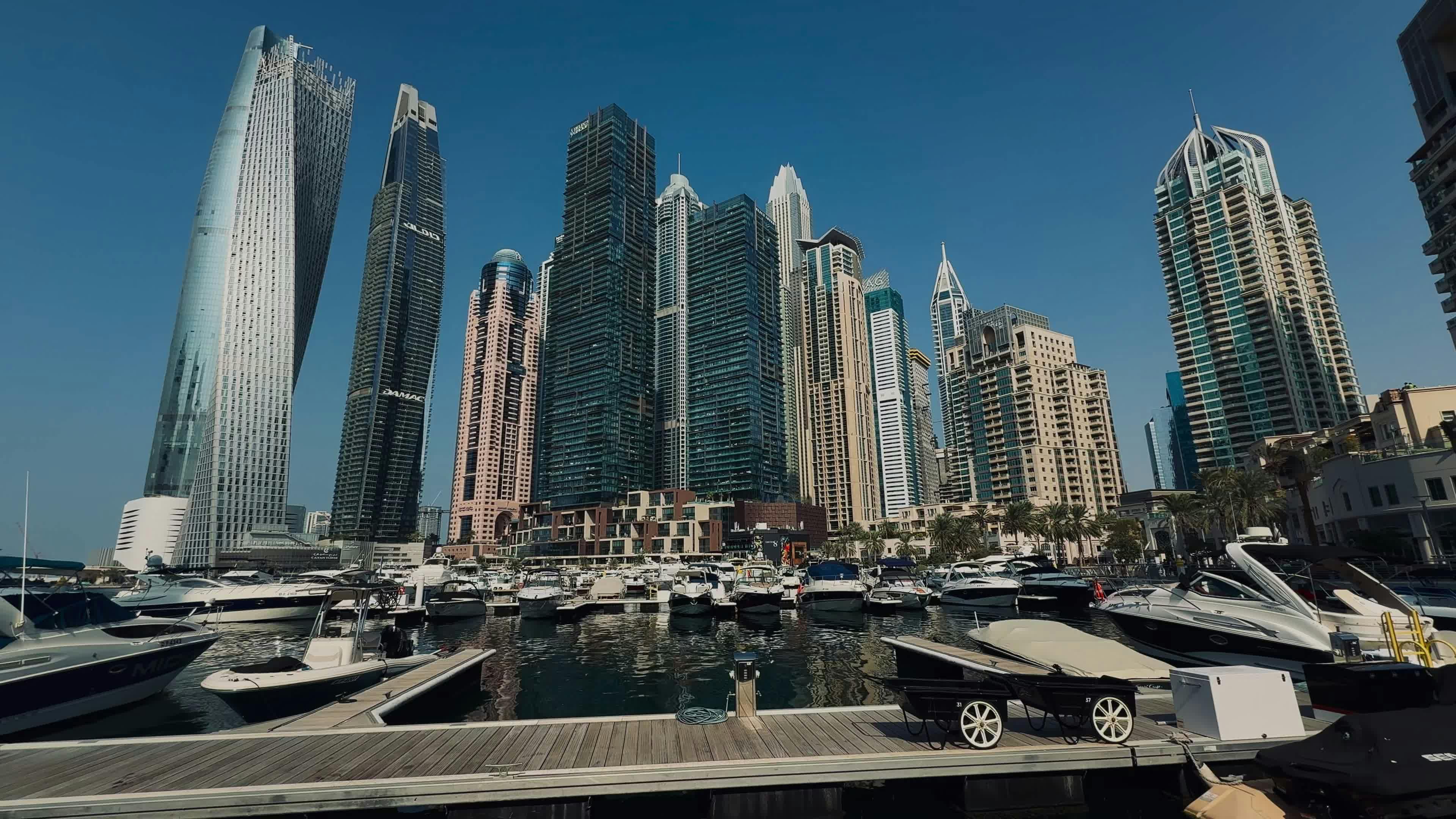 Luxury Yachts in Dubai Marina Skyline View Free Stock Video Footage ...