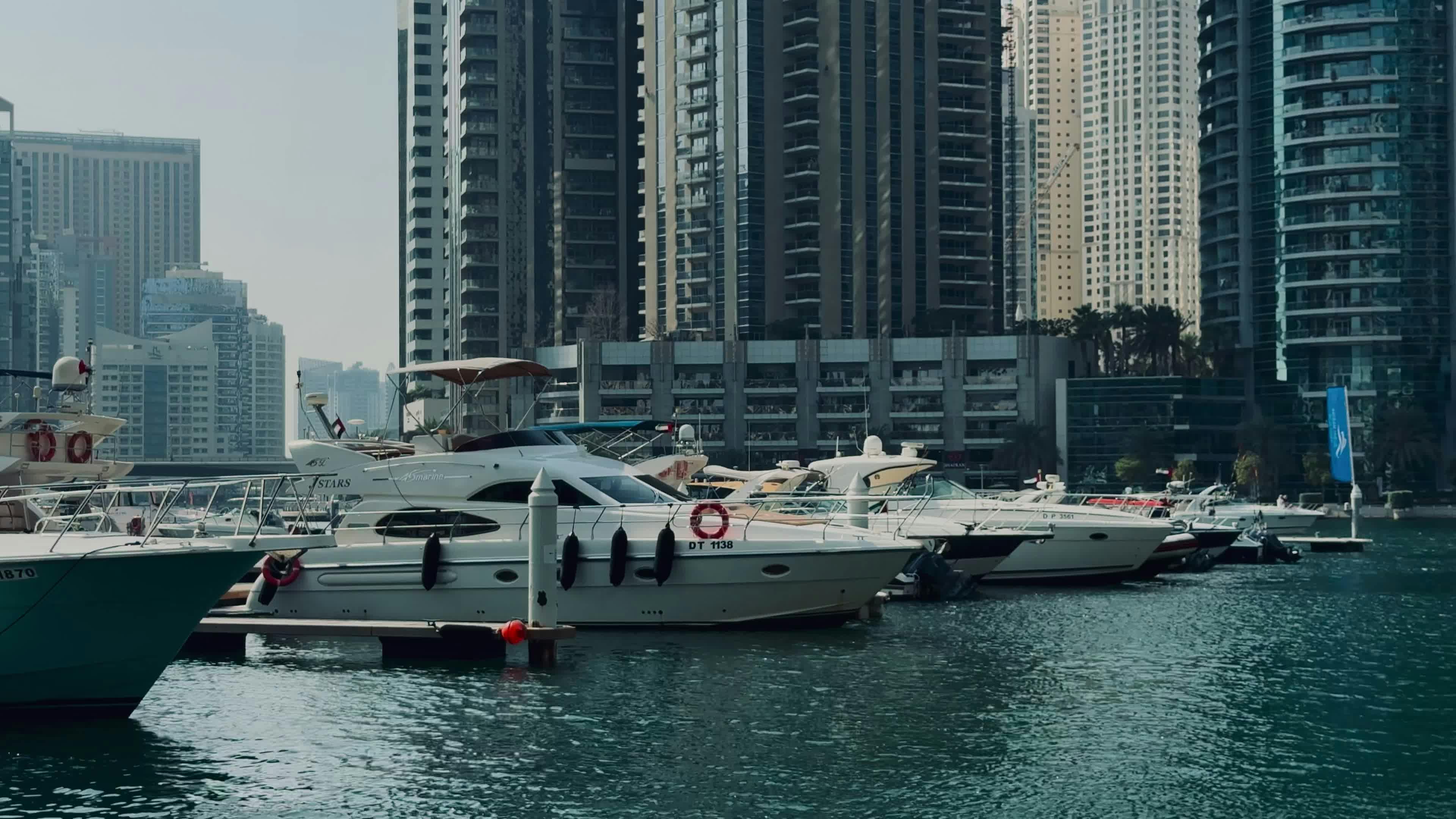 Luxury Yachts in Dubai Marina Skyline View Free Stock Video Footage ...