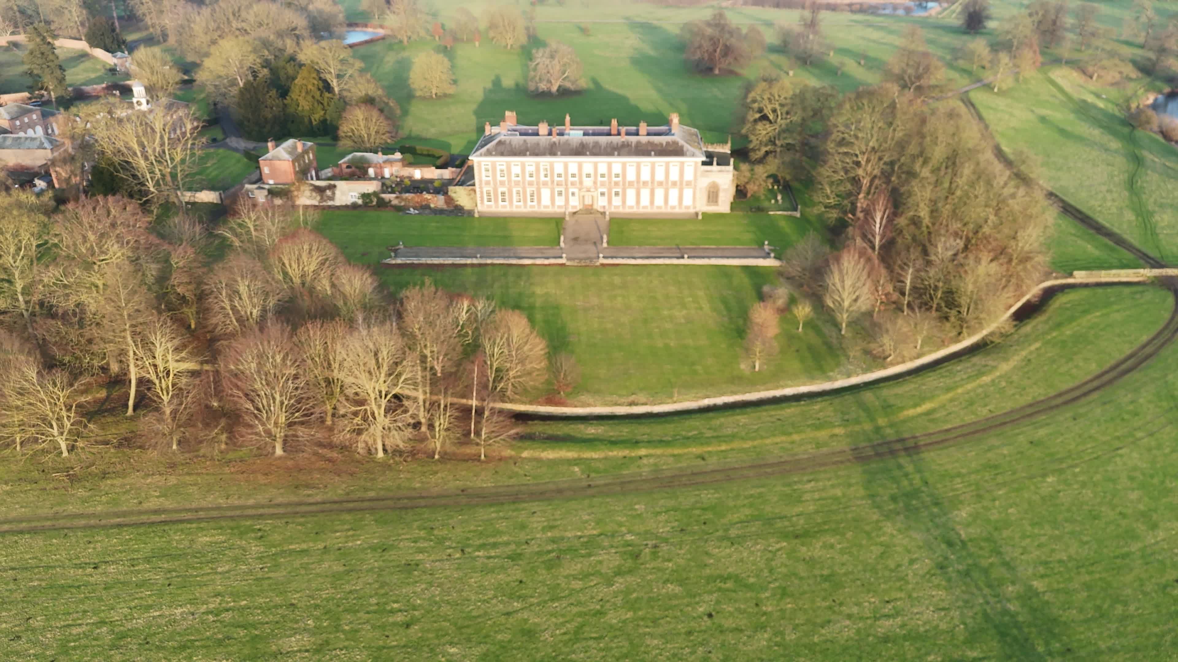 Majestic English Manor House Aerial View Free Stock Video Footage ...