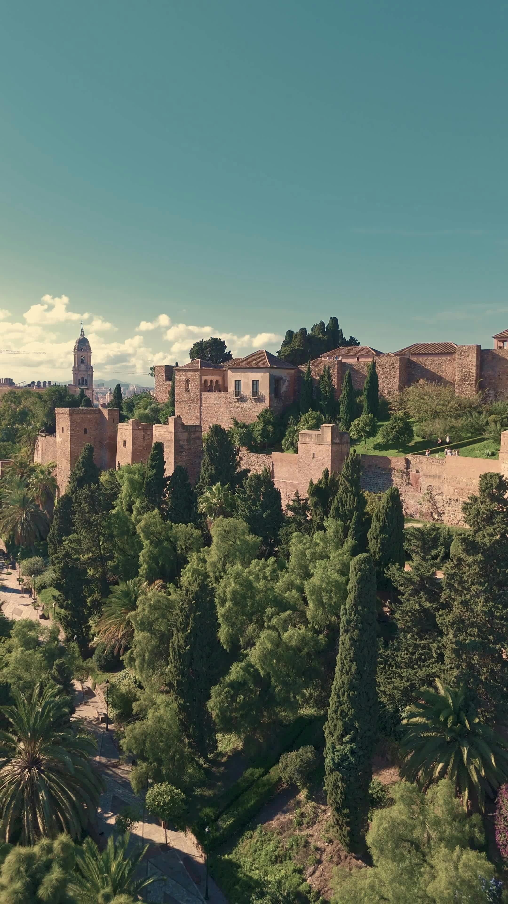Aerial View of Alcazaba Fortress in Málaga, Spain Free Stock Video ...