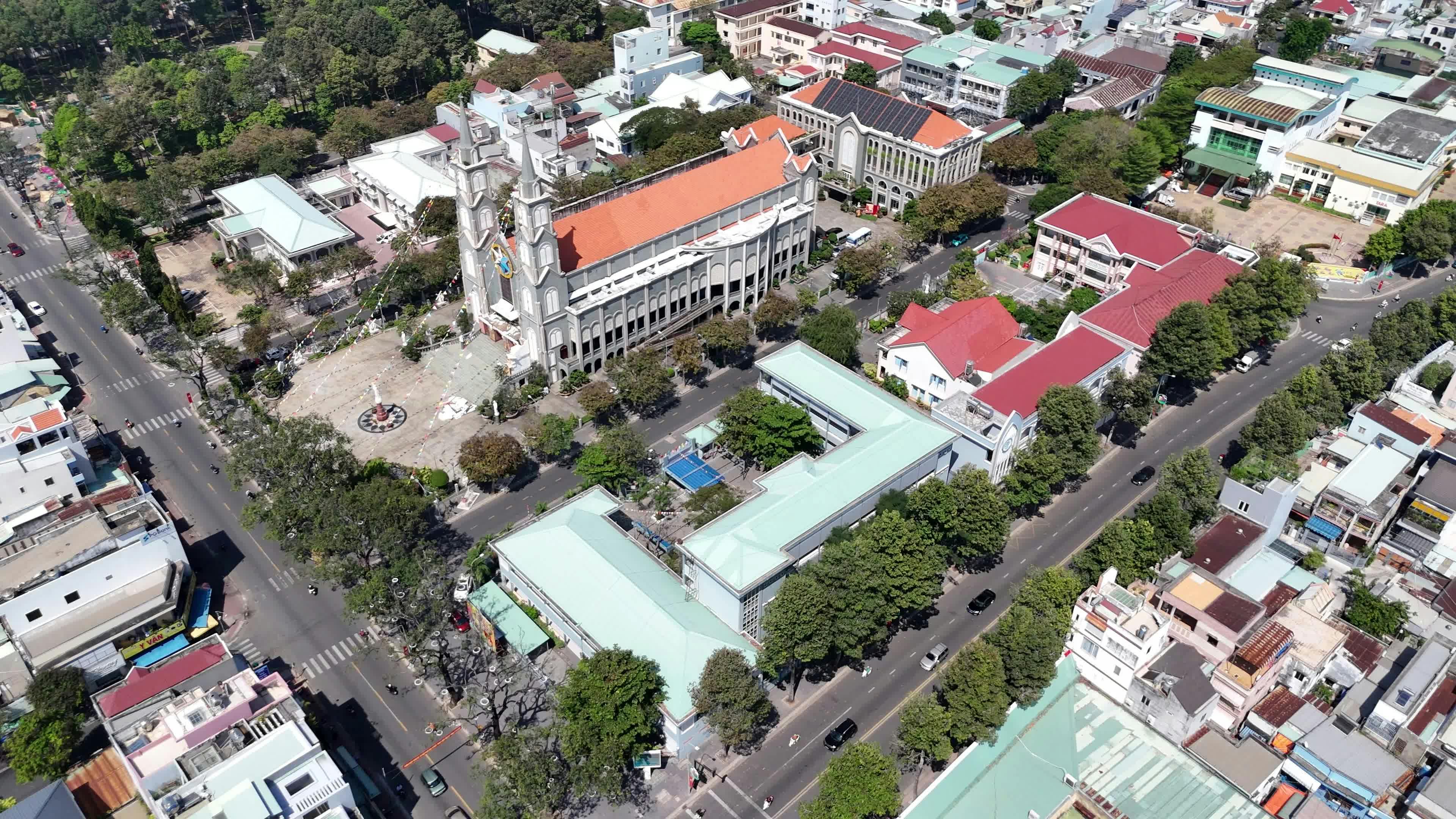 Aerial View of Ba Ria City Cathedral Free Stock Video Footage, Royalty ...