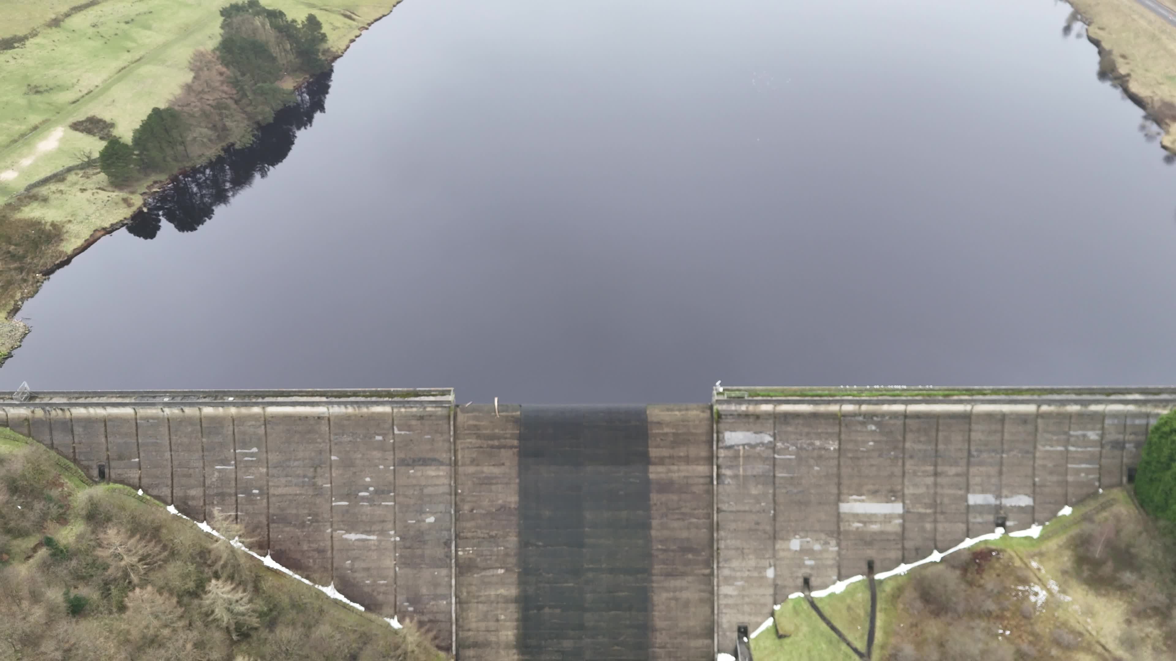 Aerial View of Majestic Dam Overlooking Reservoir Free Stock Video ...