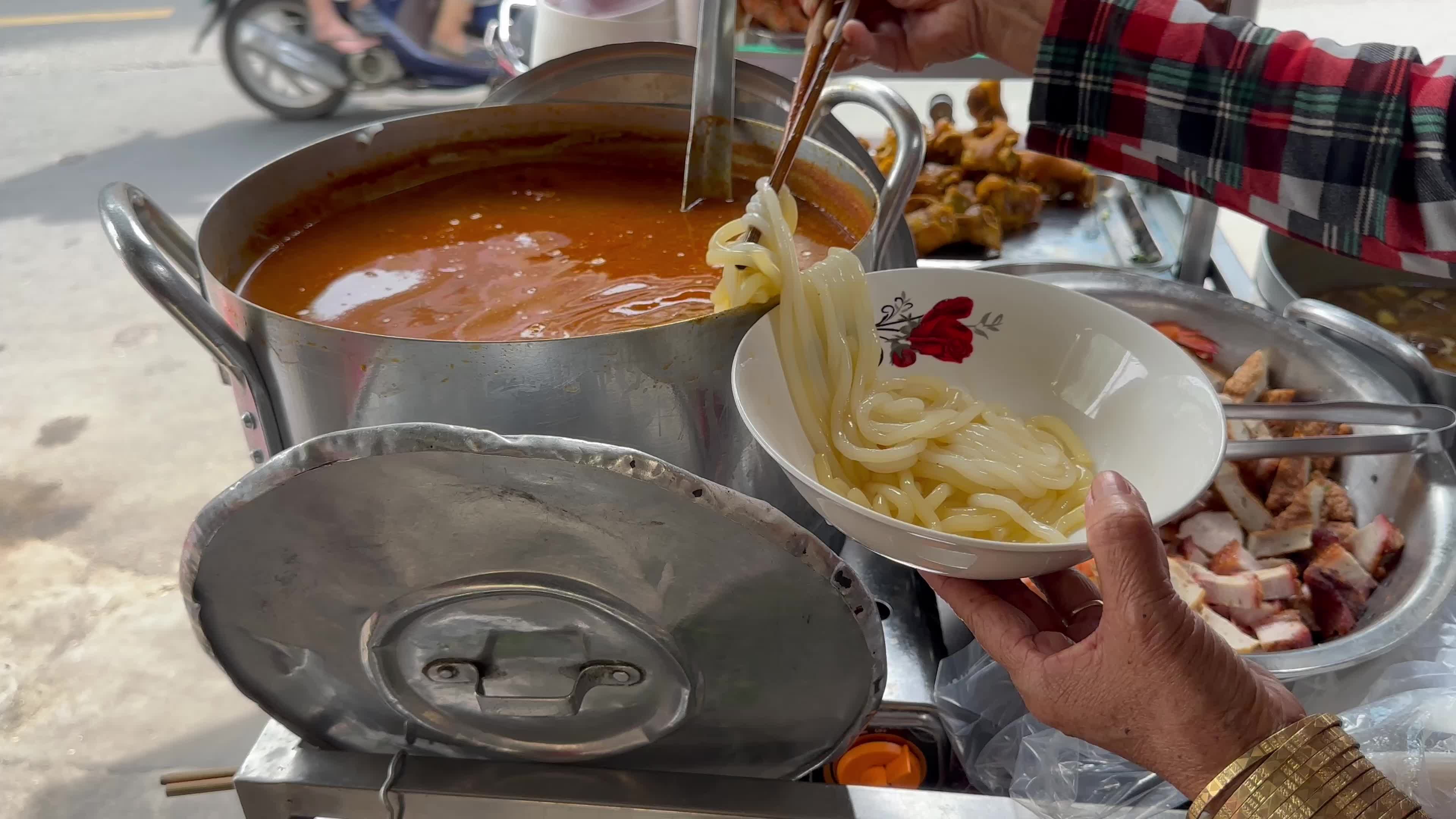 Cooking Traditional Asian Pho at Street Food Stall Free Stock Video ...