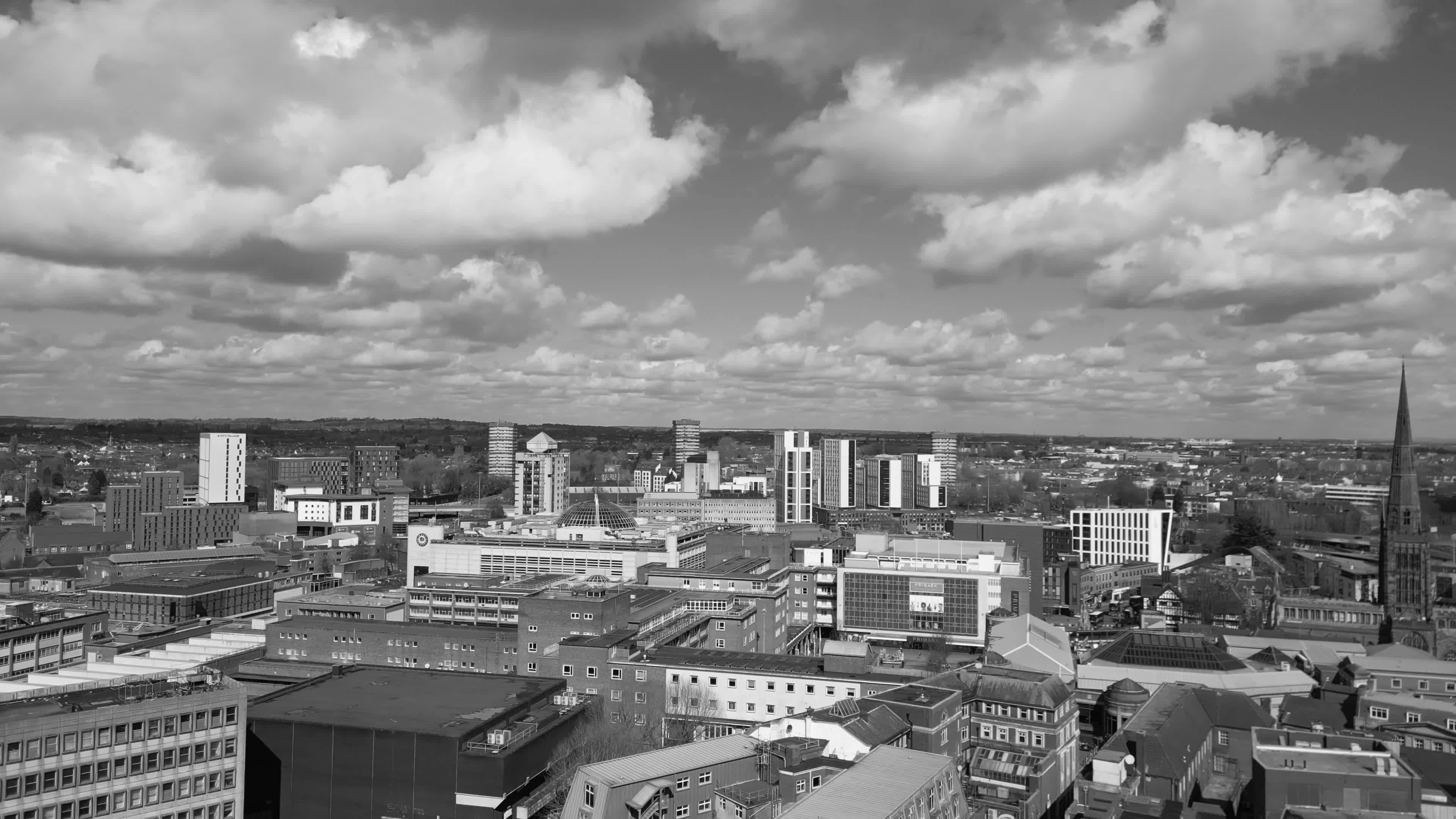 Aerial View of Coventry City Skyline Free Stock Video Footage, Royalty ...