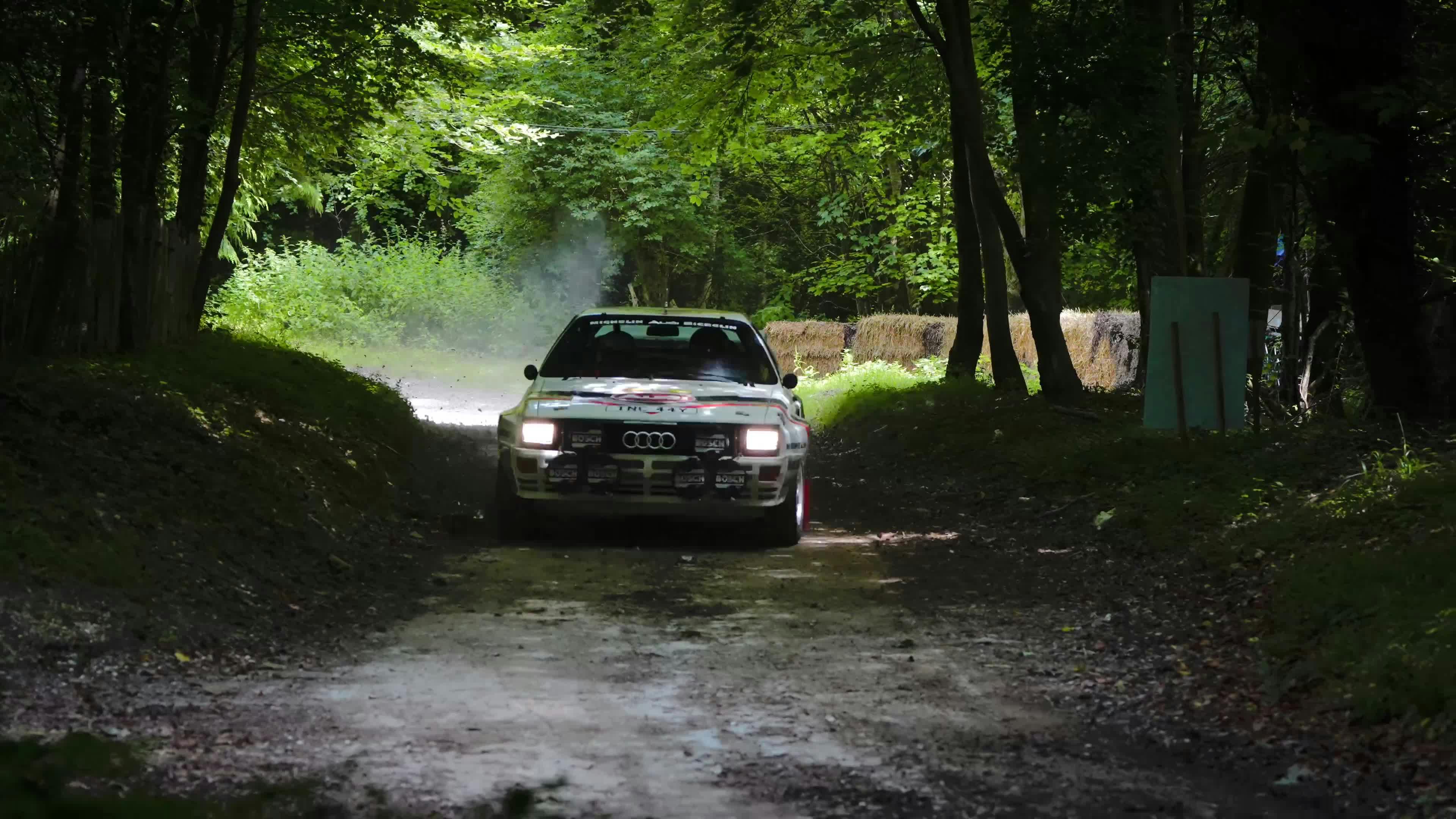Audi Quattro Rally Car on Forest Track Free Stock Video Footage ...