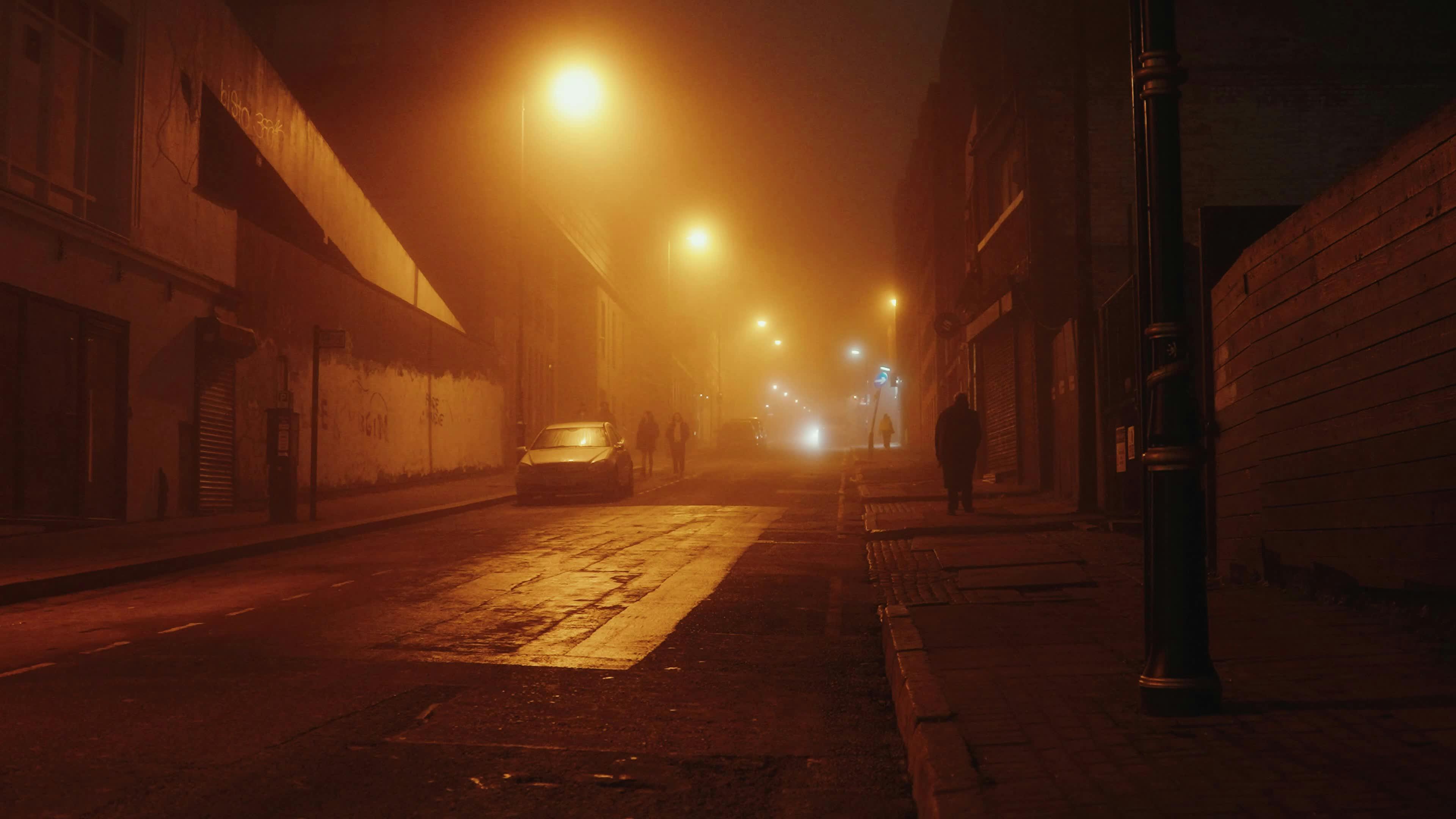 Moody Foggy Night Street Scene in Liverpool Free Stock Video Footage ...
