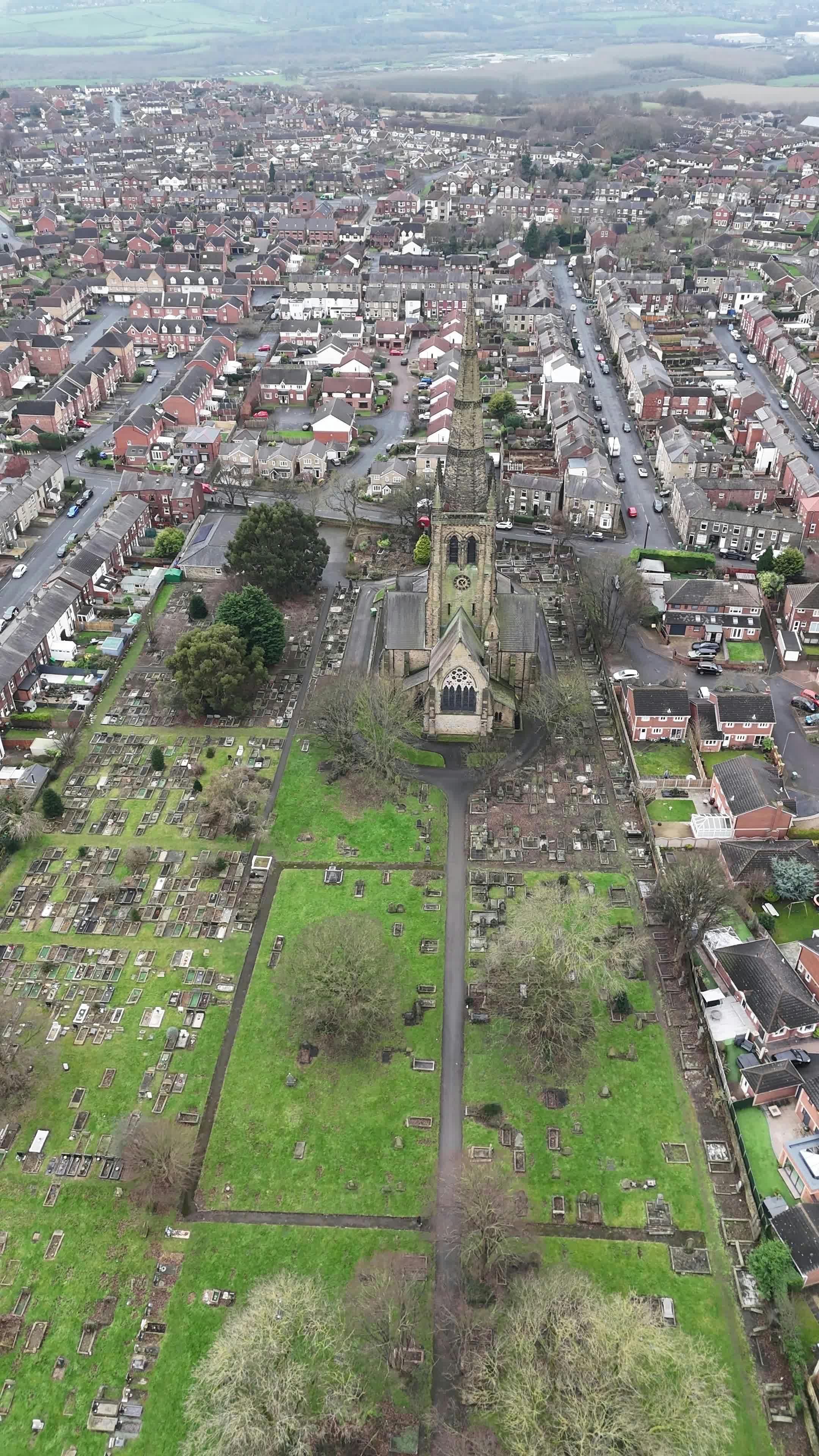 Aerial View of Historic Church and Townscape Free Stock Video Footage ...