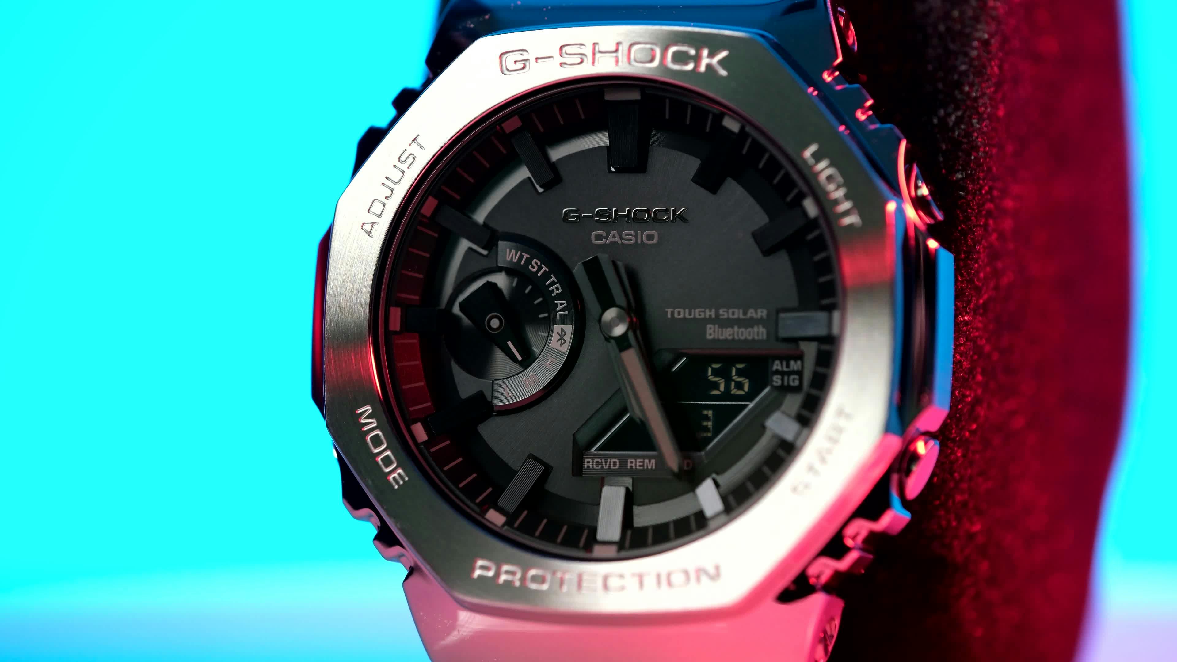 Close-up of Stylish G-Shock Watch With LED Display Free Stock Video ...