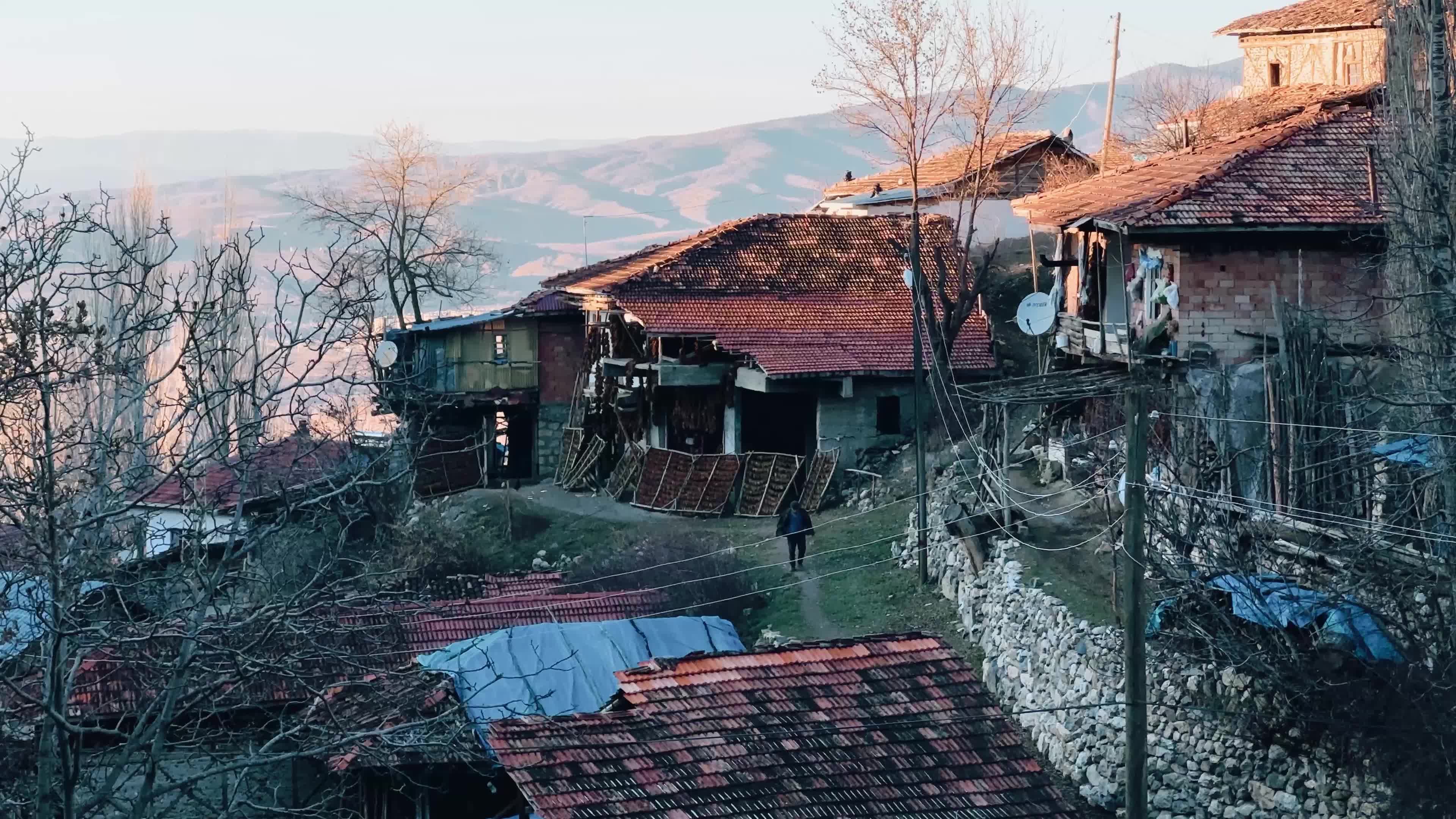 Rustic Village Scene with Traditional Houses Free Stock Video Footage ...