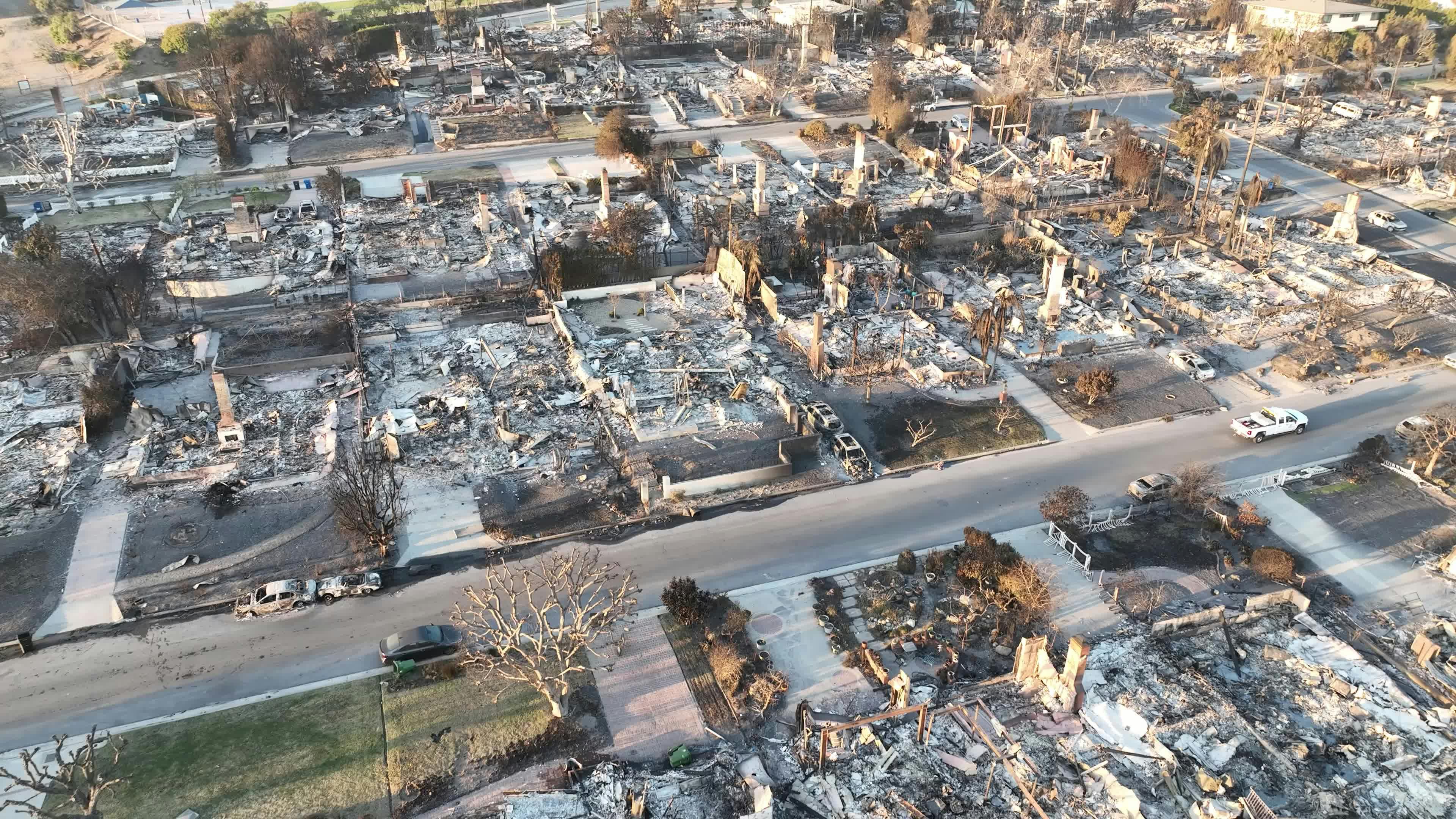 Drone Footage of California Wildfire Ruins Free Stock Video Footage ...