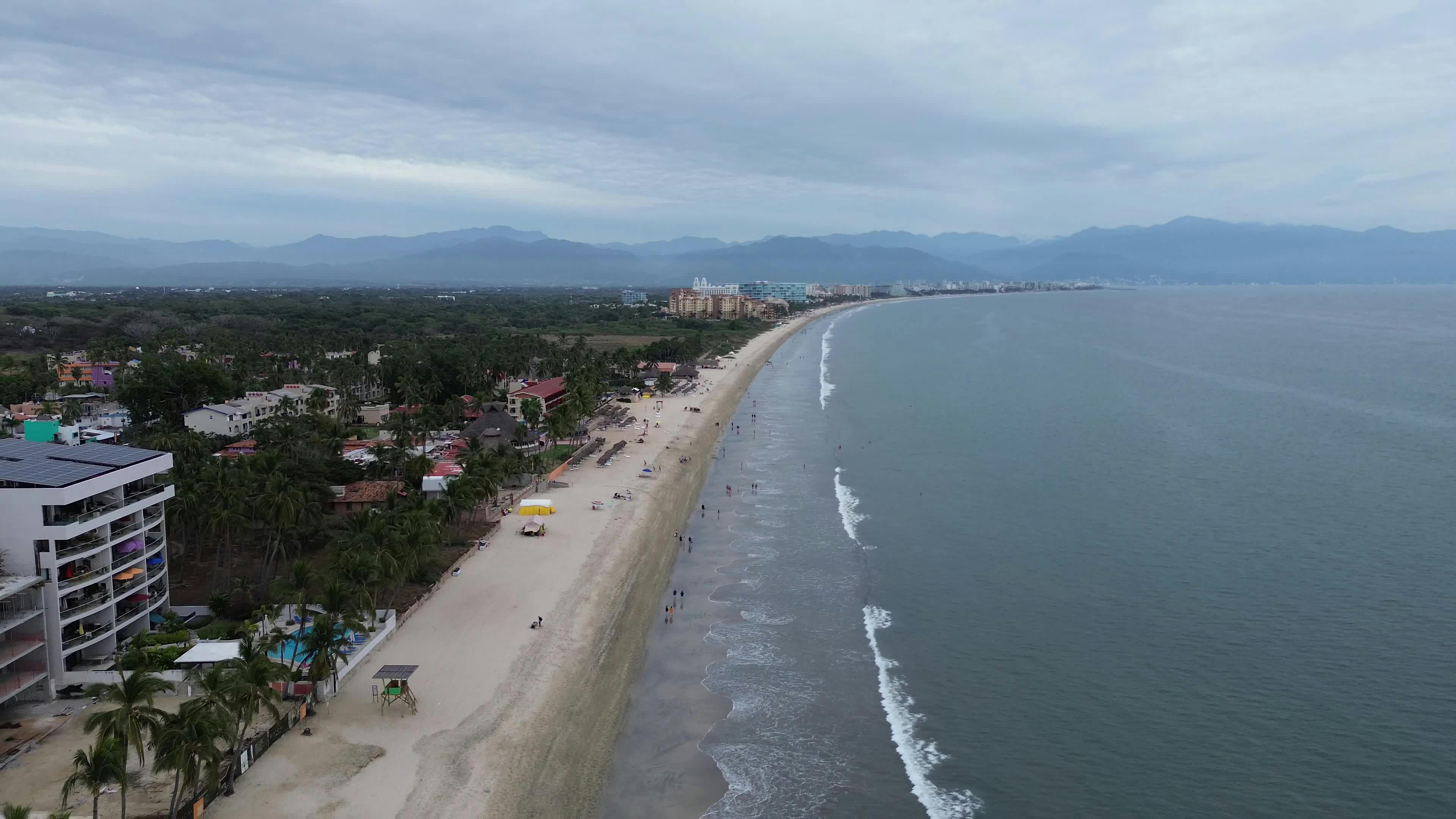Aerial View of a Scenic Beachfront with Hotel Structures Free Stock ...