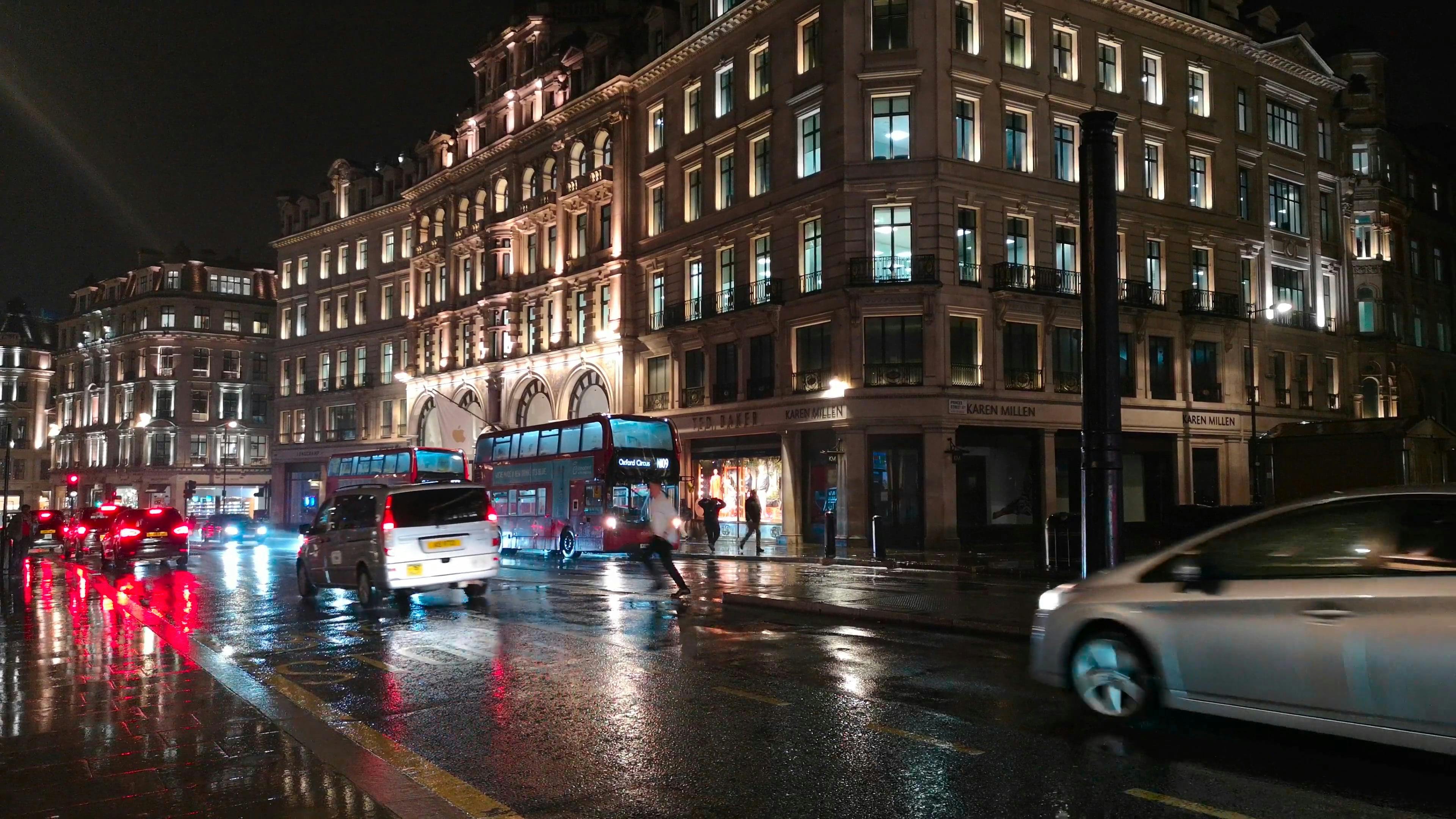 Traffic On A Street In London At Nighttime · Free Stock Video