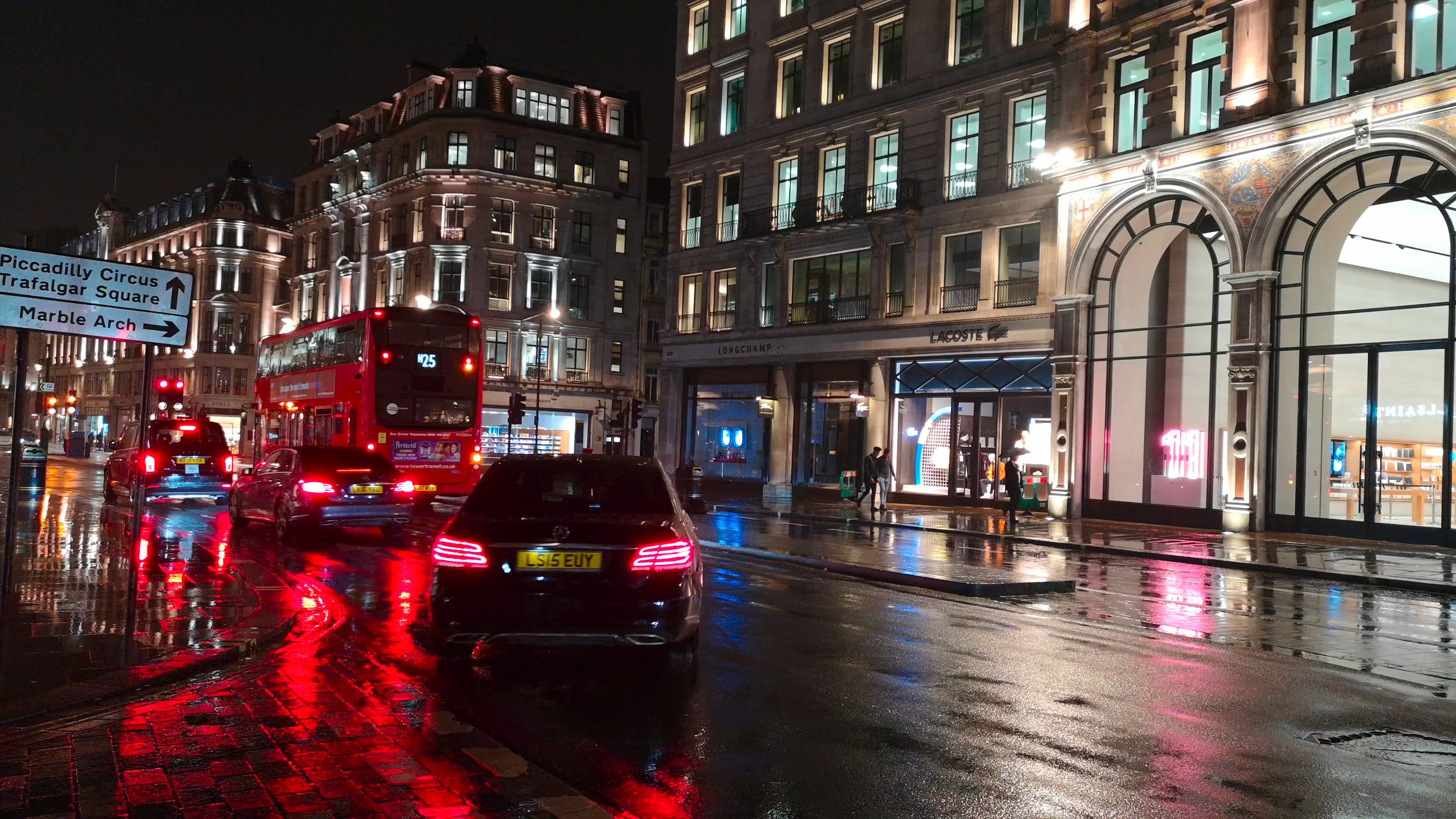 A Street In London On A Rainy Night · Free Stock Video