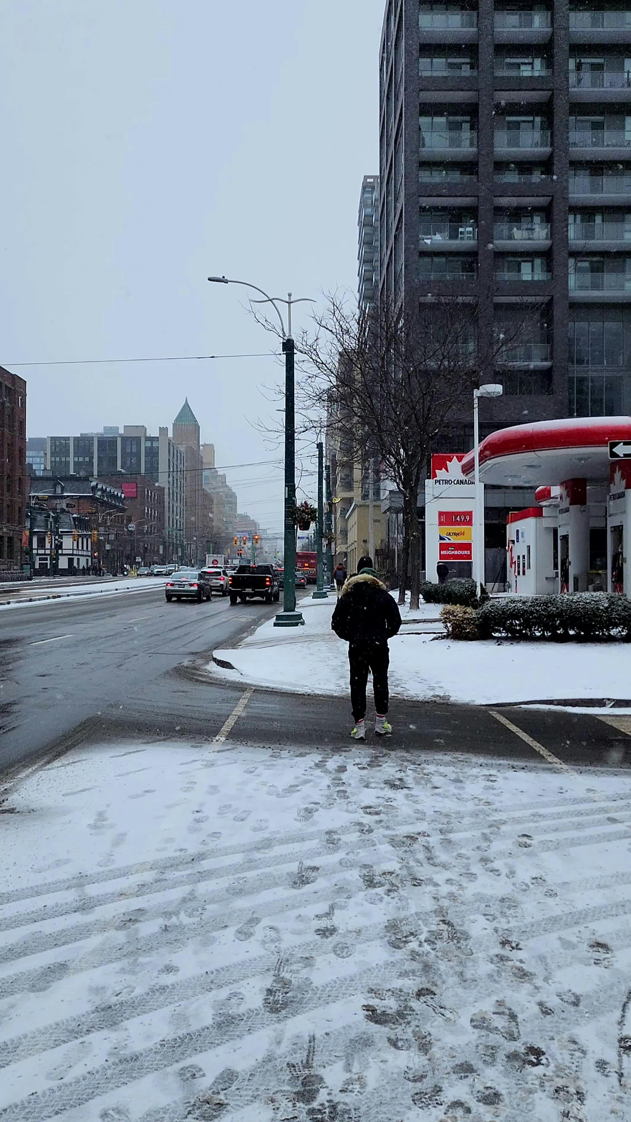 Winter Scene in Downtown Toronto with Snowfall Free Stock Video Footage ...
