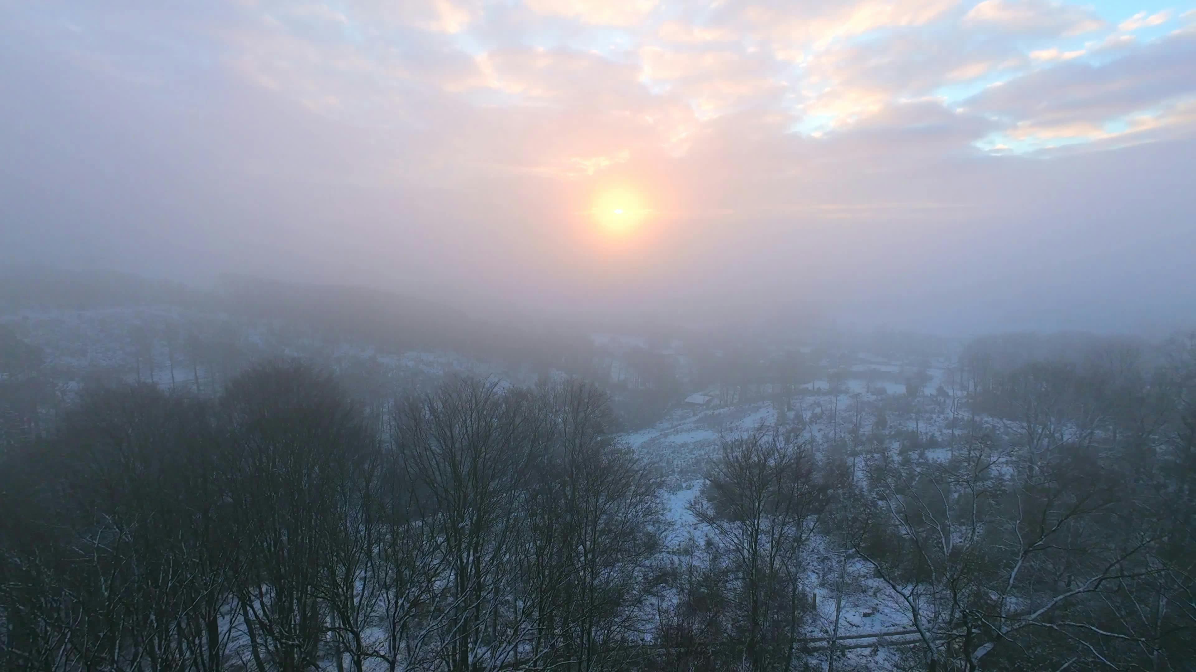 Majestic Winter Sunrise Over Snowy Forest Free Stock Video Footage ...