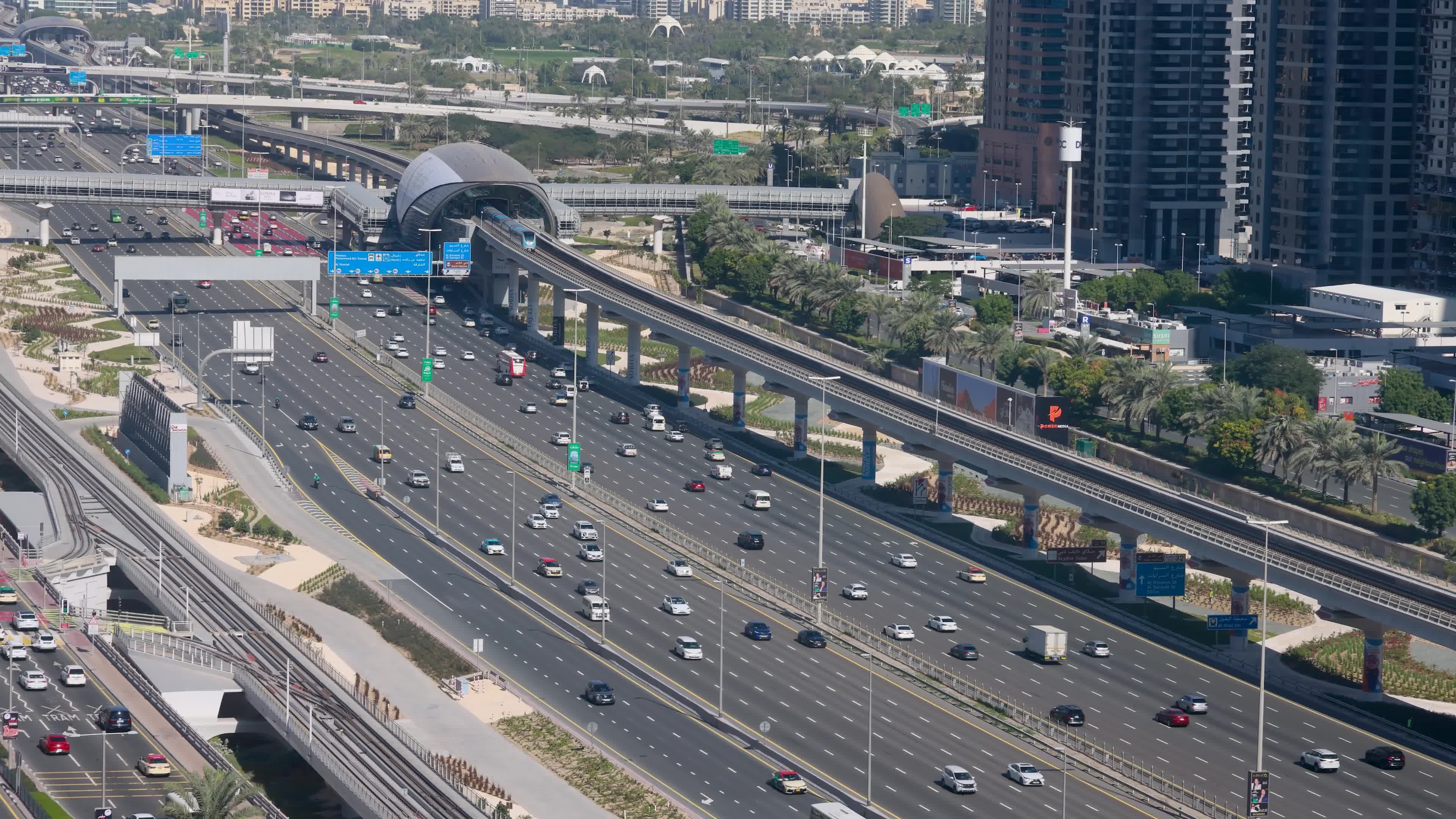Dynamic Timelapse of Dubai Metro and Highway Free Stock Video Footage ...