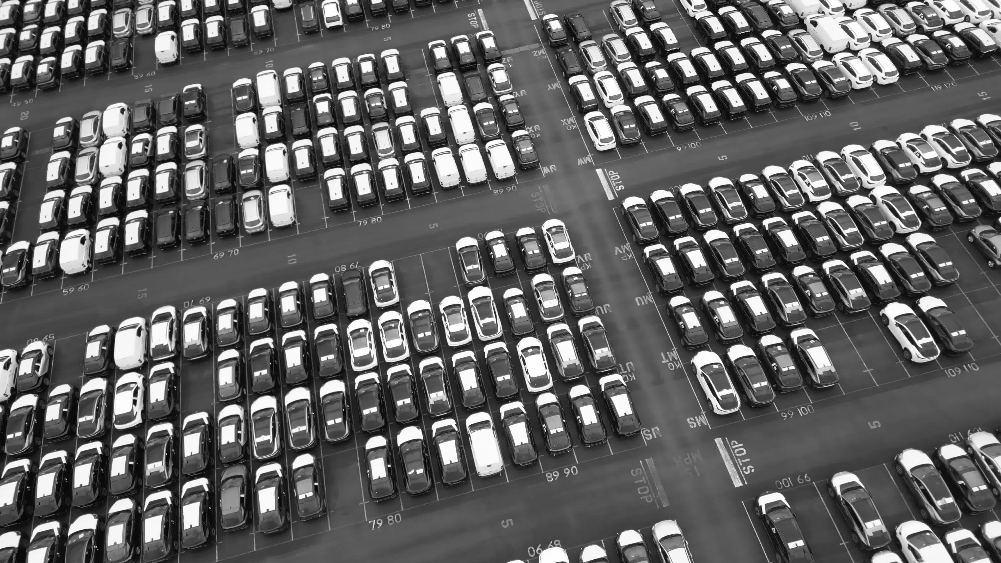 Aerial View of Large Car Parking Lot Free Stock Video Footage, Royalty ...