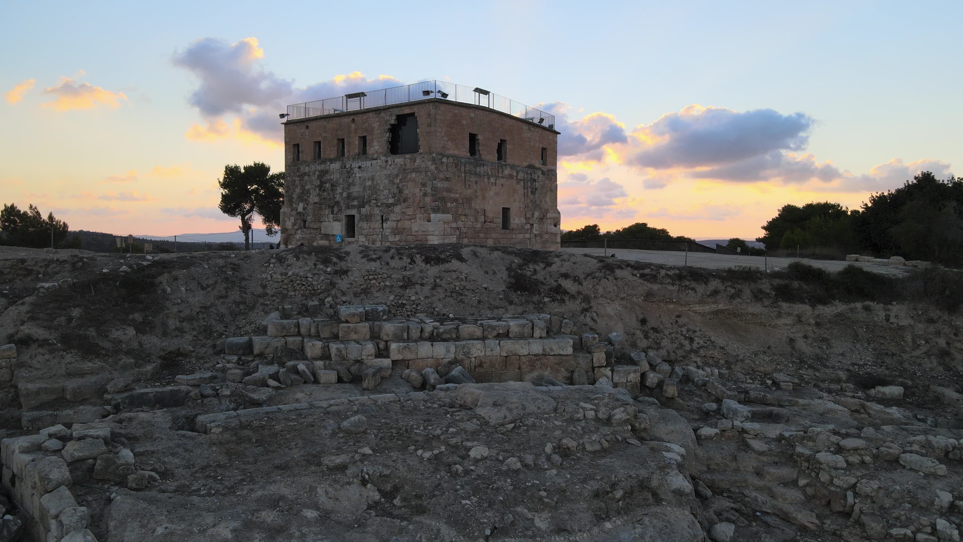 Aerial View of Ancient Fortress at Sunset Free Stock Video Footage ...