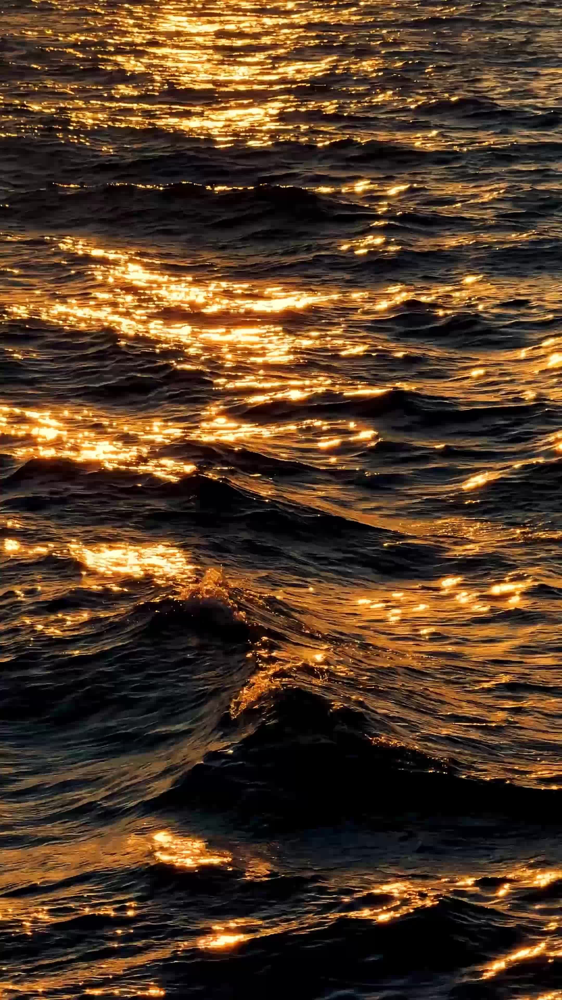 Golden Sunset Reflections on Ocean Waves Free Stock Video Footage ...