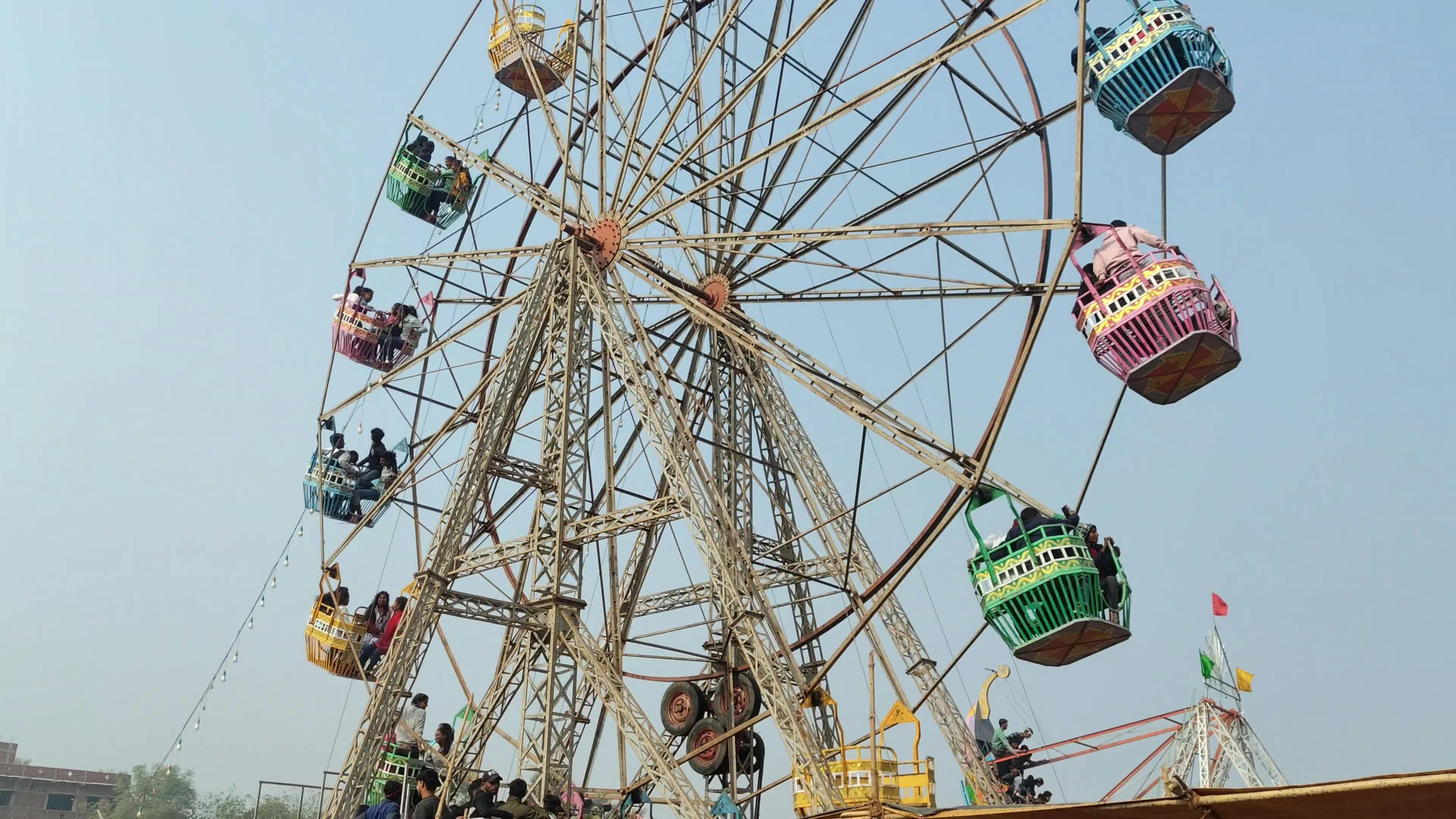 A Free Fall Amusement Ride In An Amusement Park Free Stock Video ...