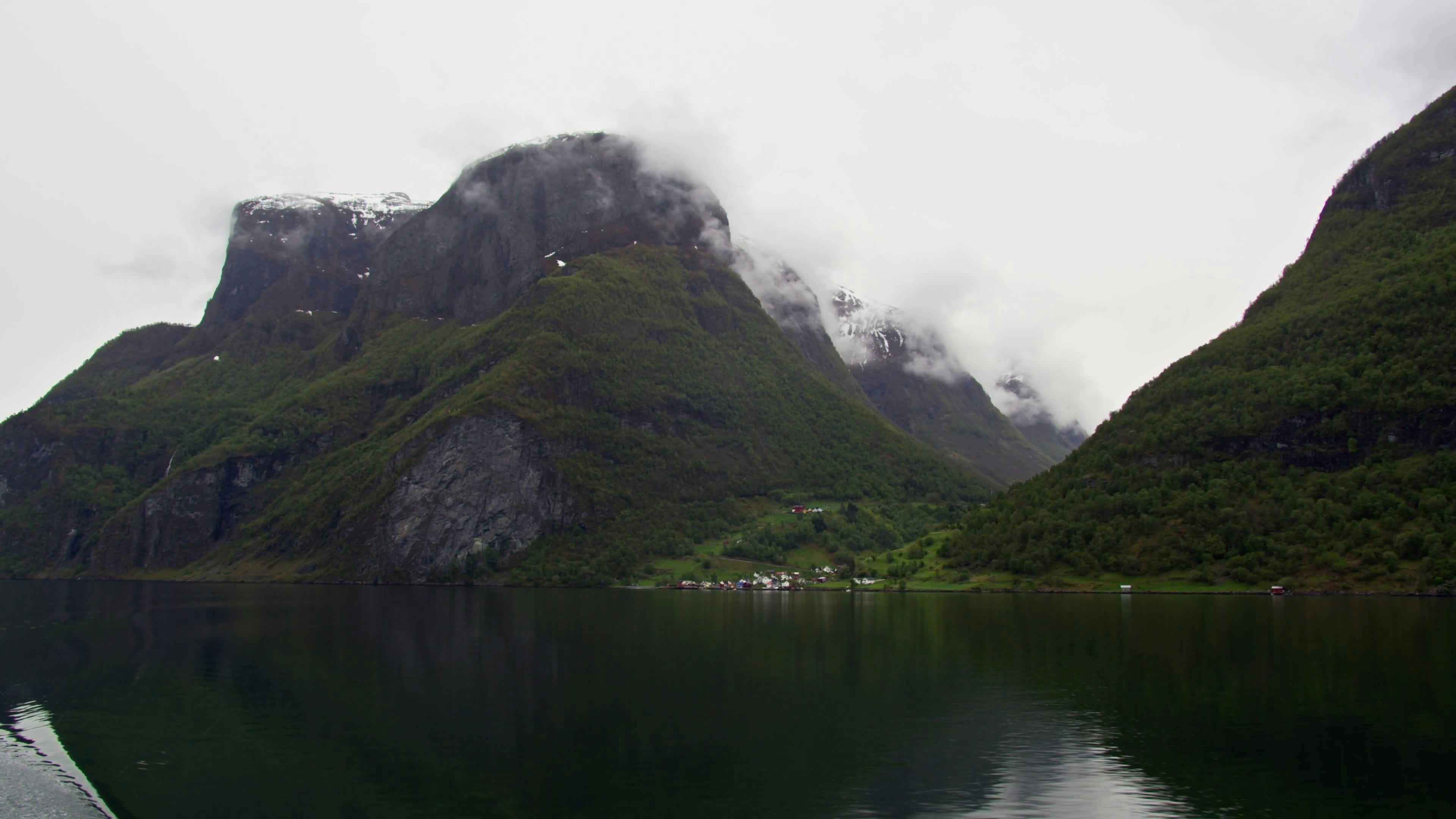 Scenic Norwegian Fjord Under Cloudy Skies Free Stock Video Footage ...