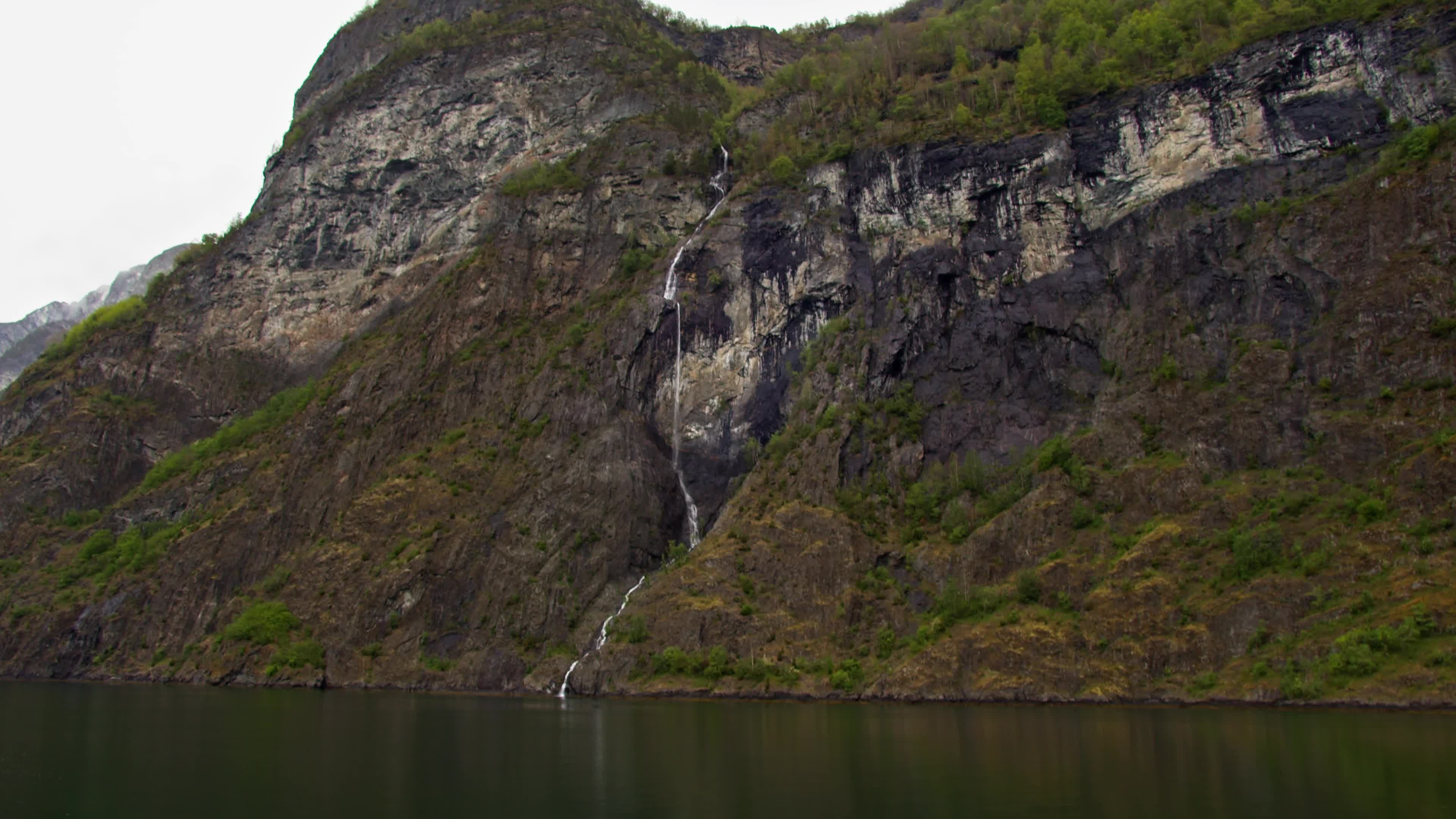 Majestic Norwegian Fjord with Waterfall Scene Free Stock Video Footage ...