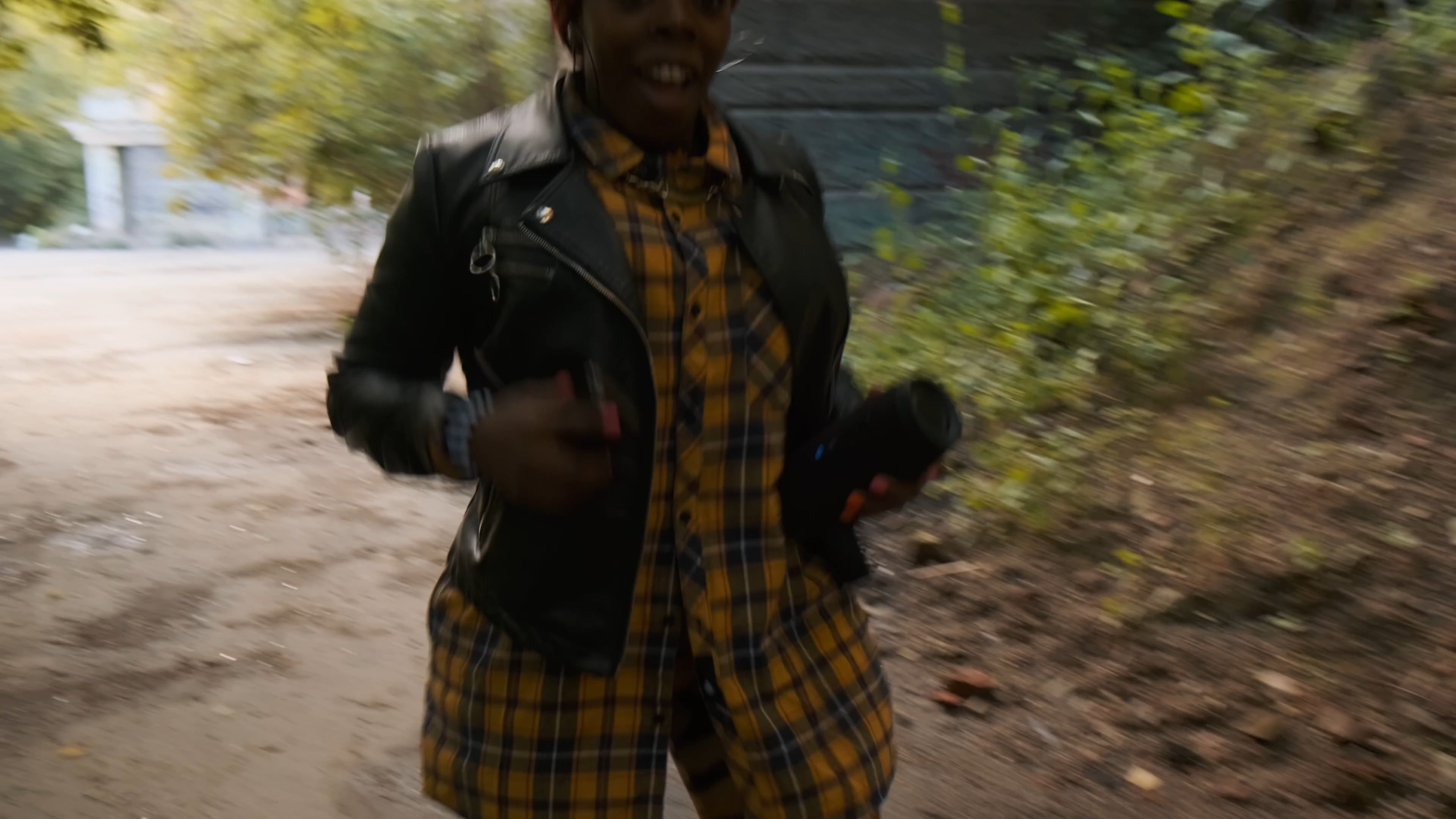 A Woman Running Backwards Besides An Abandoned Building Free Stock ...