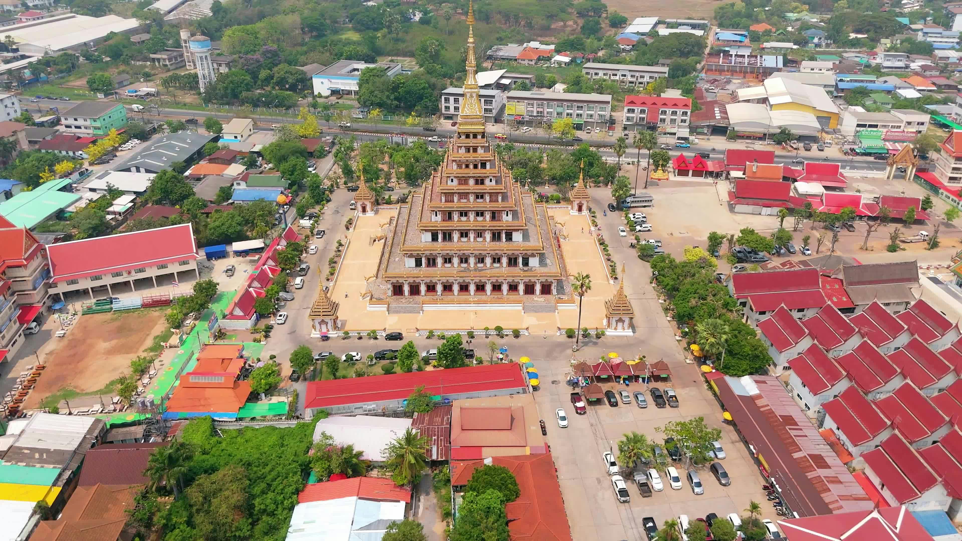 Stunning Aerial View of Thai Temple Complex Free Stock Video Footage ...