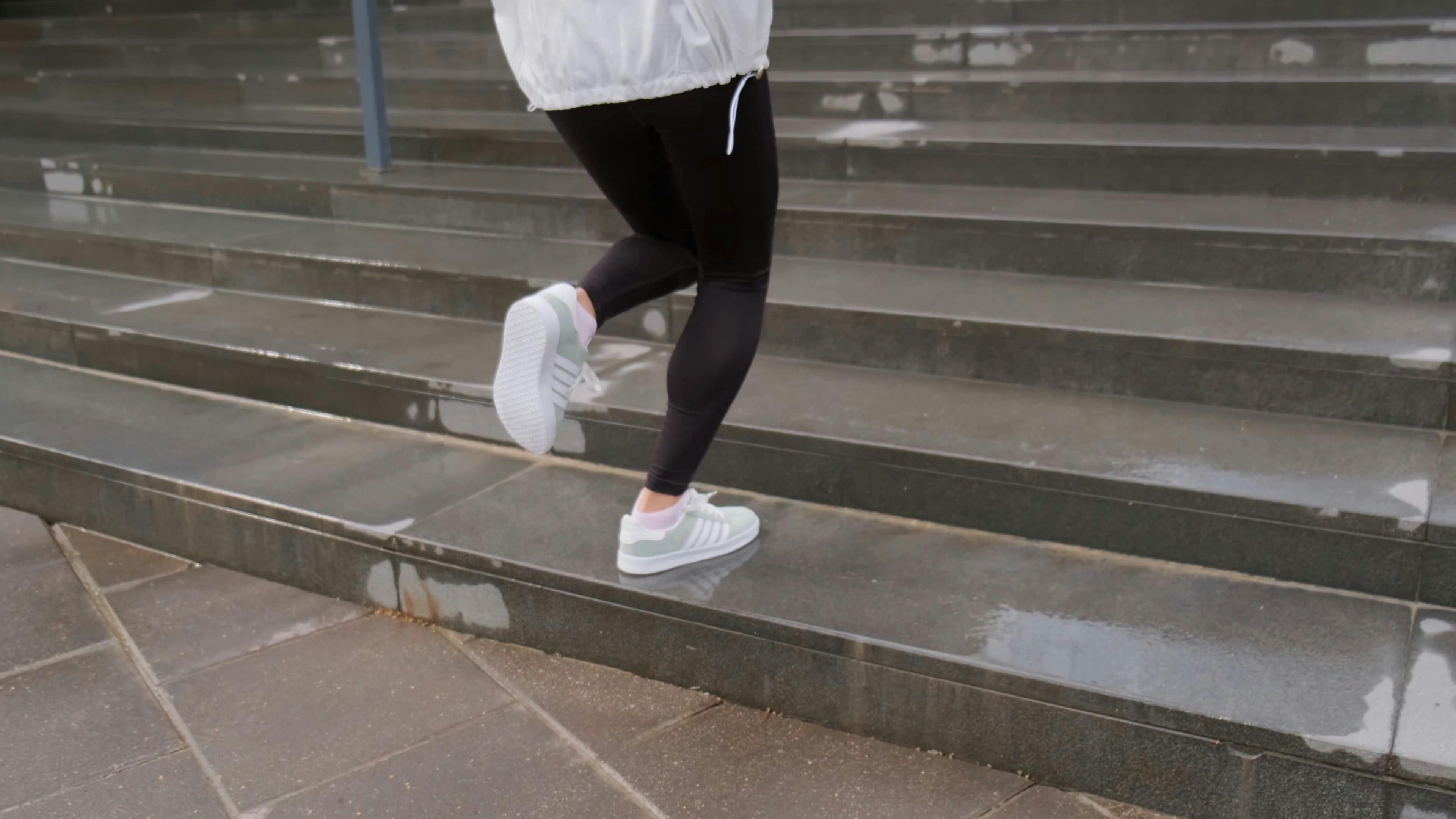 Woman Running Up The Stairs · Free Stock Video