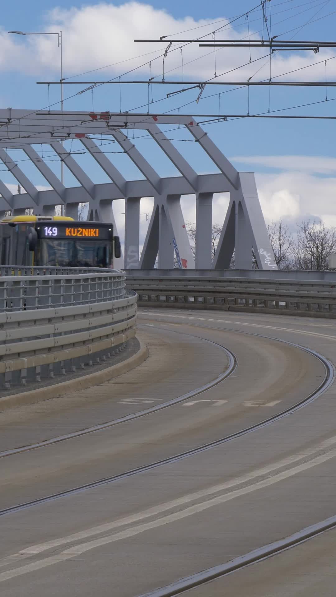 Wroclaw Tram Crosses Modern Bridge Free Stock Video Footage, Royalty ...